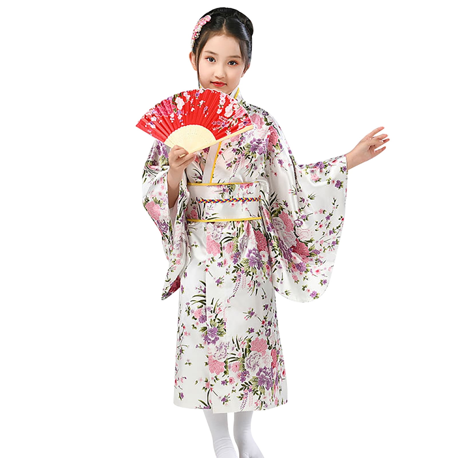 NAFUU Girls Satin Pajamas Fashion Traditional Dress Kimono Robe For ...