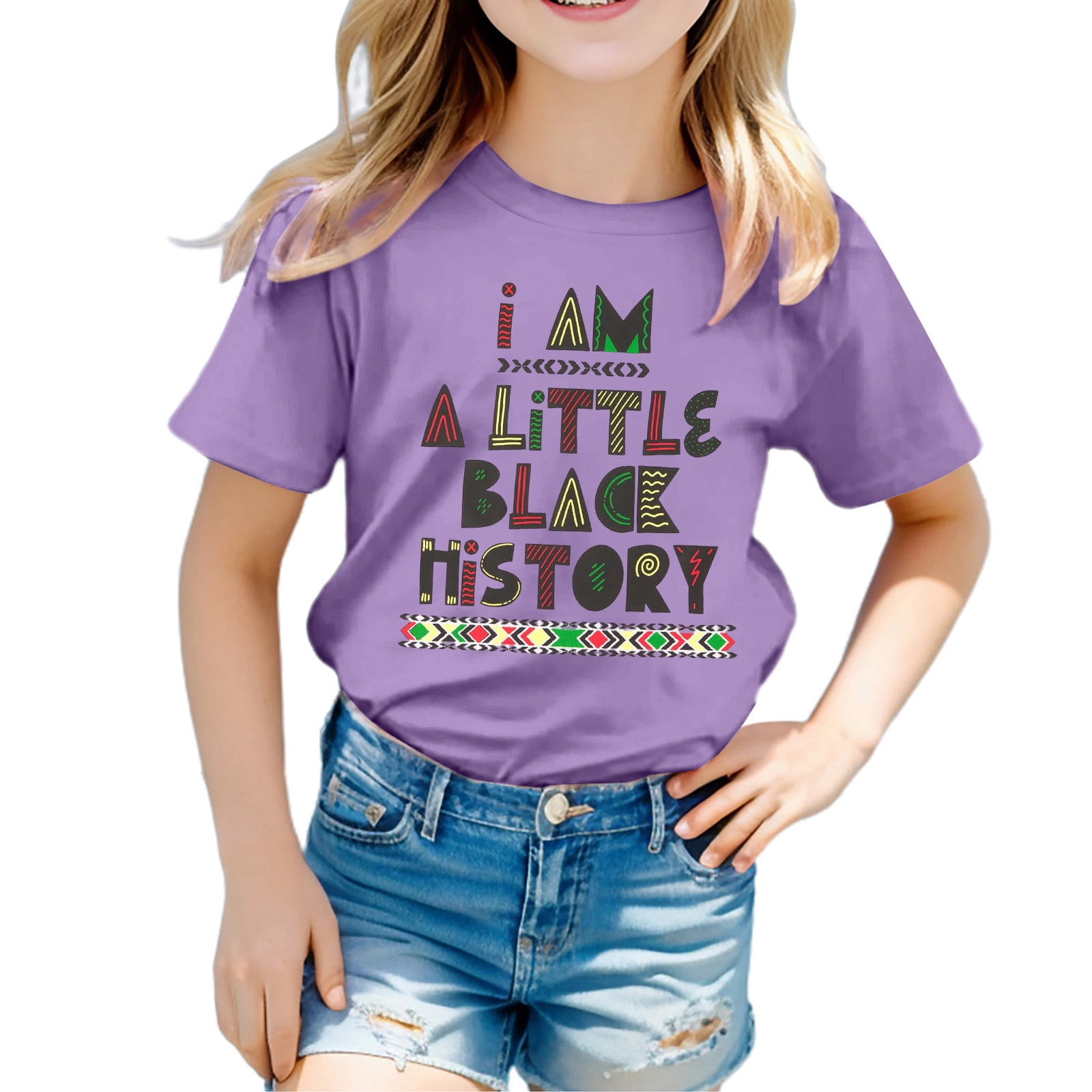 NAFUU Kids Girls T Shirts Short Sleeve Round Neck Cartoon With Love ...
