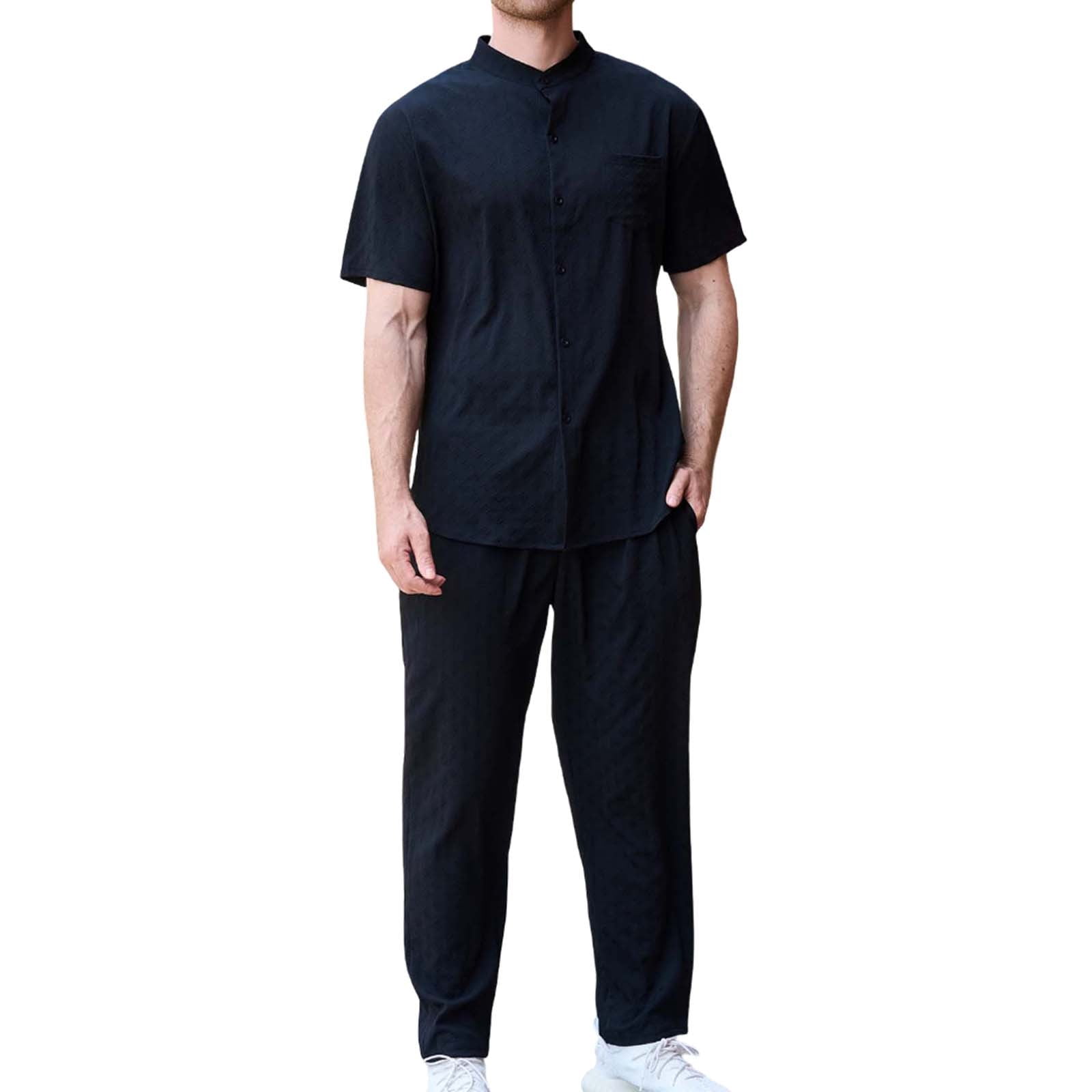 NAFUU Men 2 Piece Beach Outfits Men's New Summer Men's Jacquard Trend ...