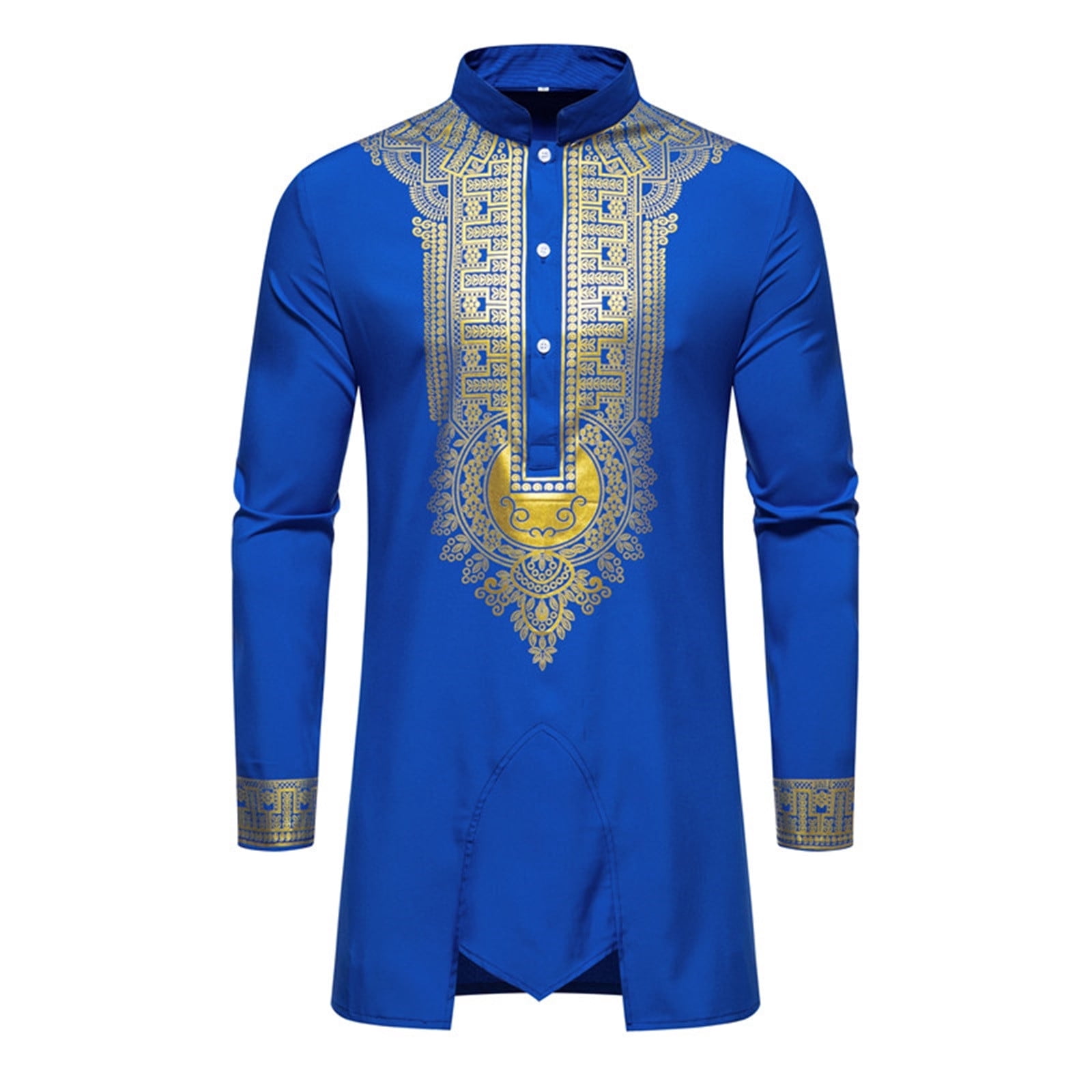 NAFUU Men Hawaiian Shirt Sets Mens 2 Piece Set Long Sleeve Gold Print ...