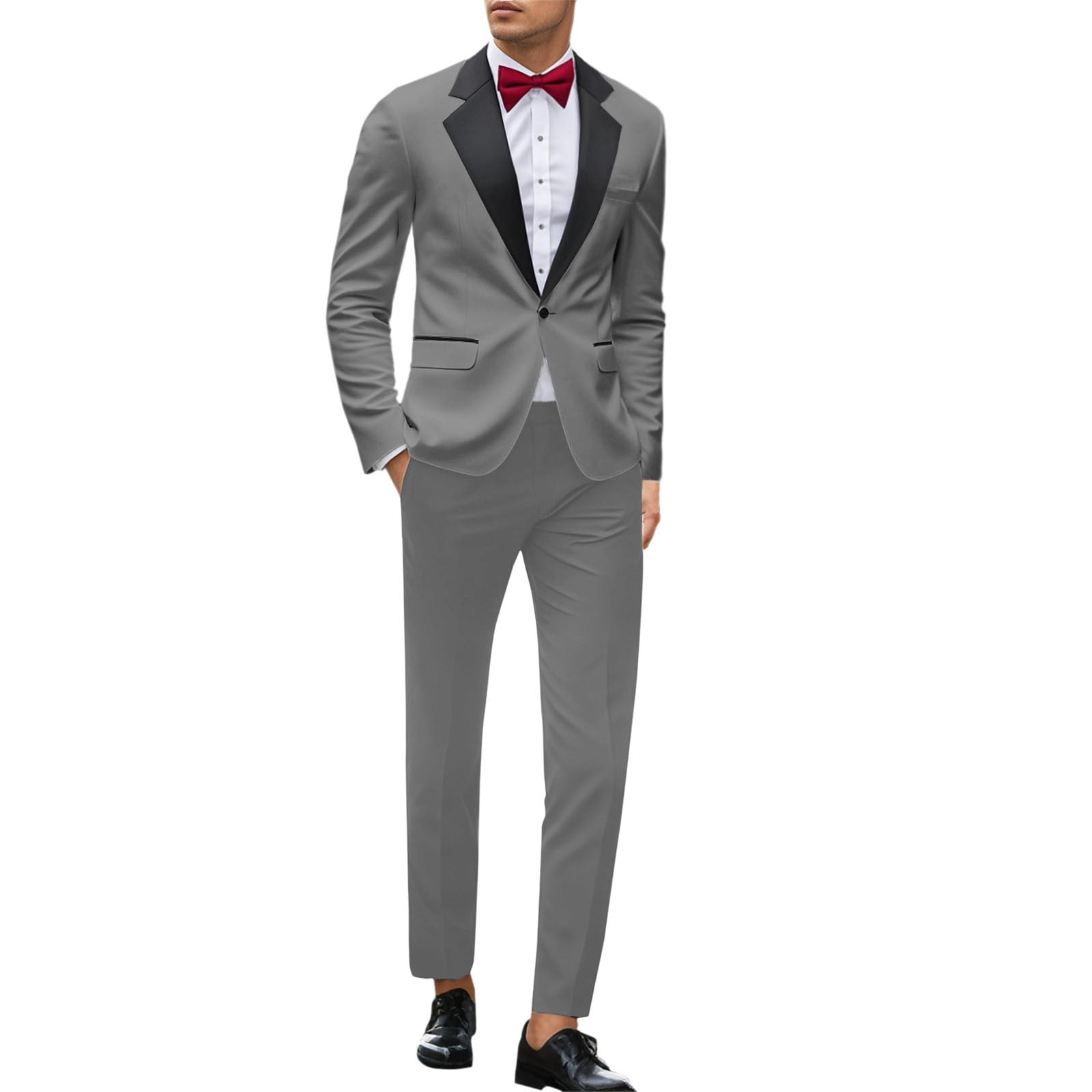 NAFUU Men's Suits 2 Piece Set Mens Suit Slim Fit Formal One Button Blazer Jacket Pants Tuxedo ...