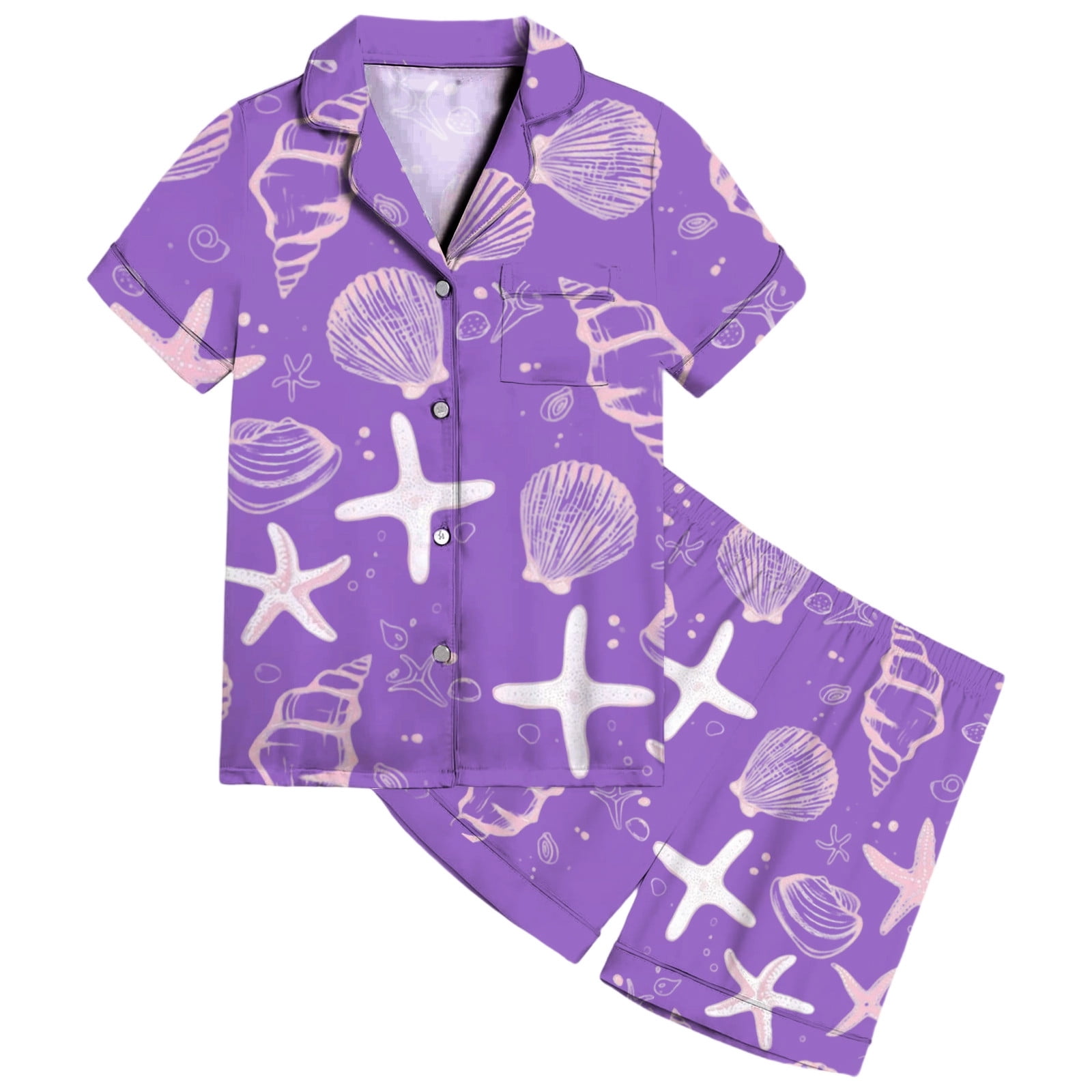 NAFUU Outfits Set for Girls Kids Satin Outfit Sets Ocean Themed Print ...