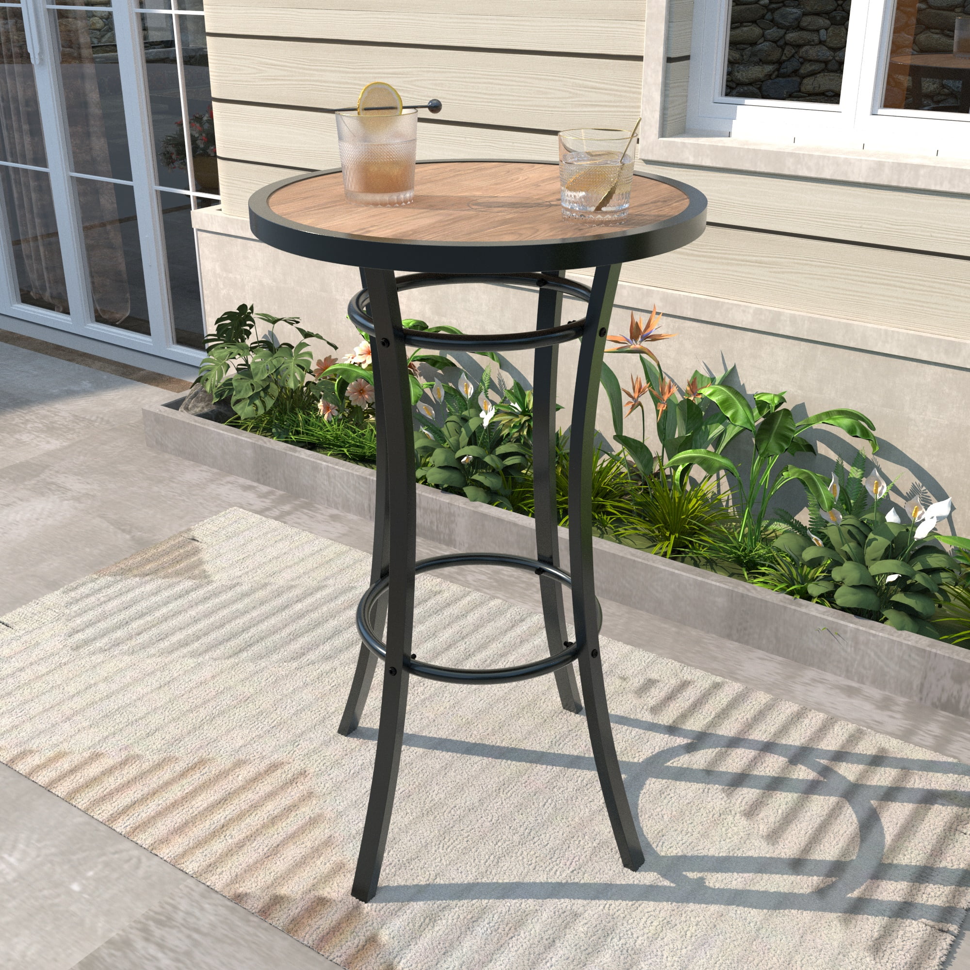 NAGA BAHNA 40'' Round Bar Table,Outdoor Bar Height Bistro Table with ...