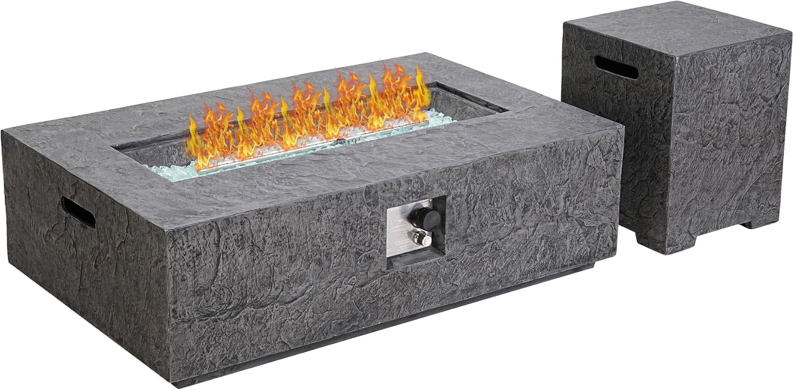 NAGA BAHNA 2-Piece Propane Fire Pit Table Set w Tank Table, 48-Inch ...