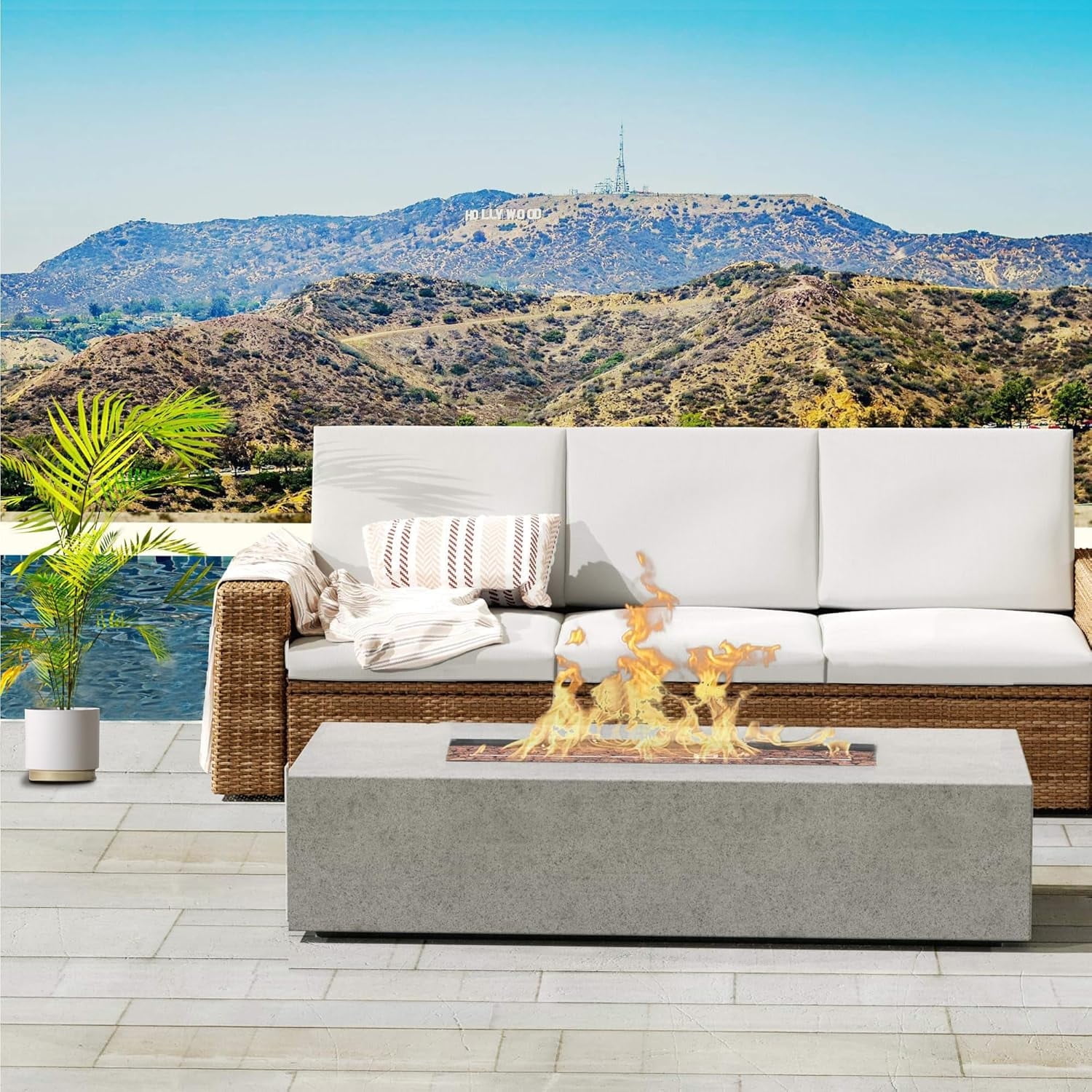 NAGA BAHNA 56'' Patio Terrazzo Fire Pit Table 50,000 BTU,Outdoor ...