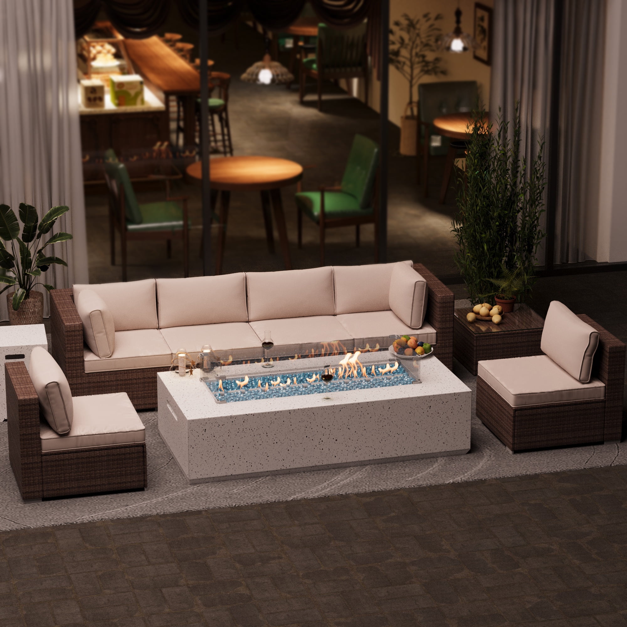 NAGA BAHNA Propane Fire Pit Table, 56-Inch Outdoor Gas Fire Table 50 ...