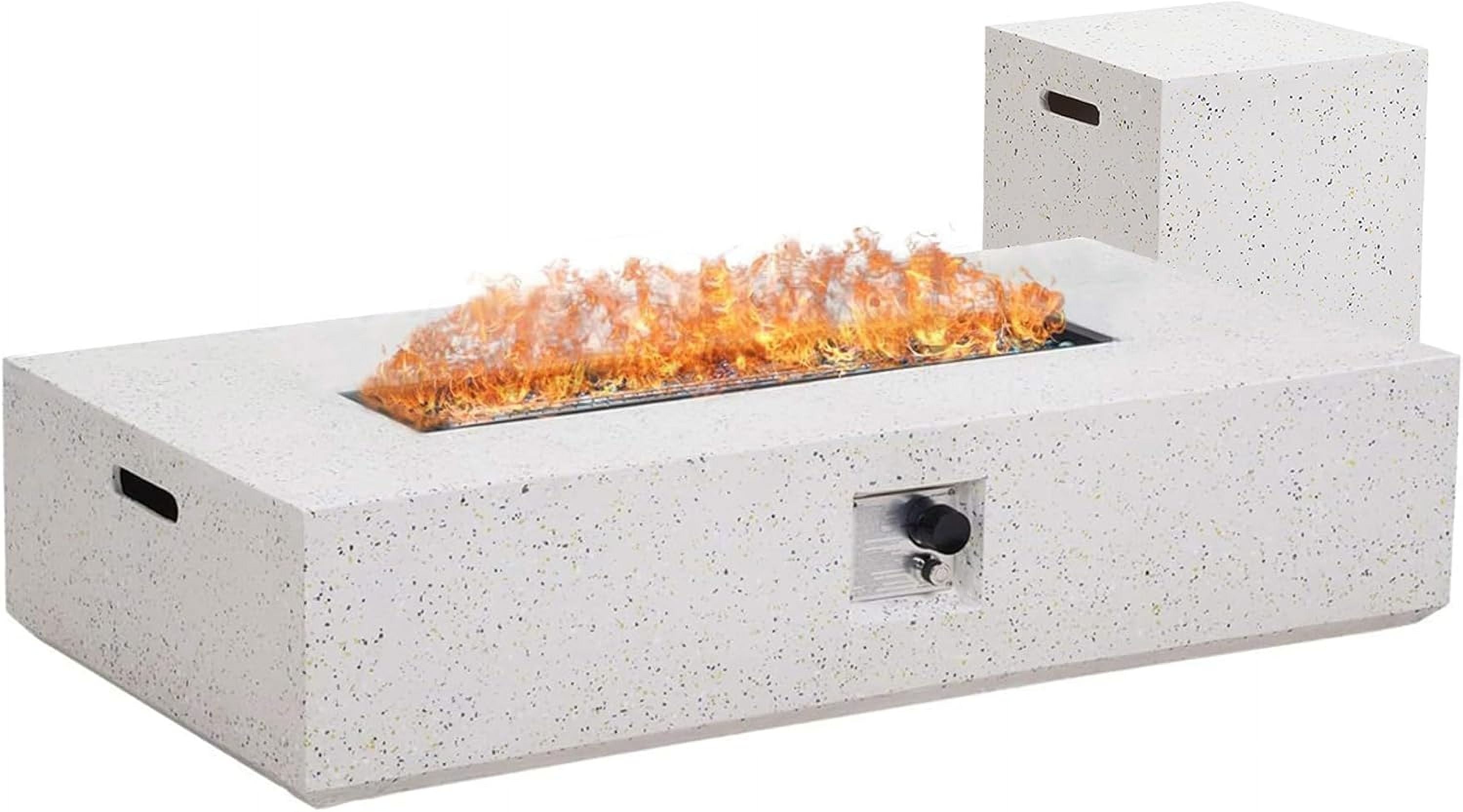 NAGA BAHNA 2-Piece Propane Fire Pit Table Set w Tank Table, 56-Inch ...