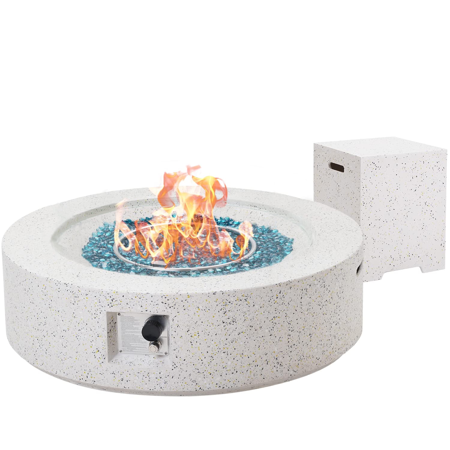 NAGA BAHNA 41'' Patio Terrazzo Fire Pit Table 50,000 BTU,Round Propane ...