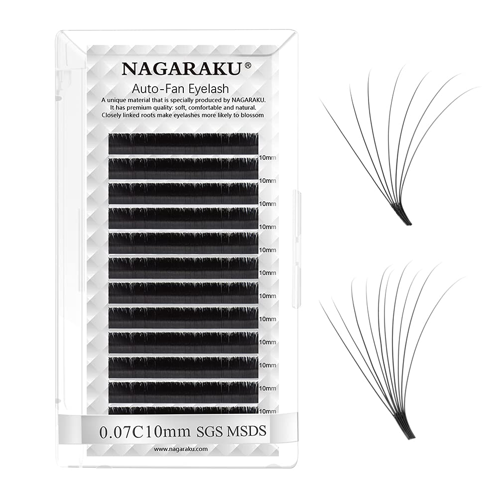 NAGARAKU Easy Fan Eyelash Extensions Volume Lash 007 C curl 10mm Rapid ...