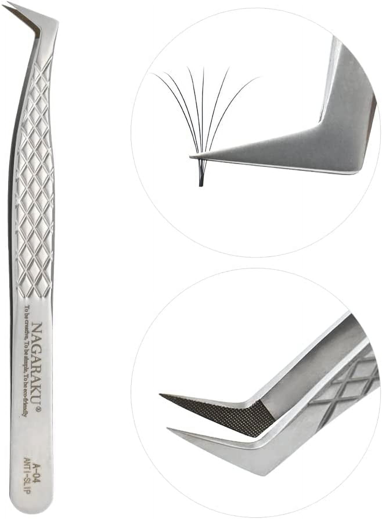 NAGARAKU Eyelash Extension Tweezers Diamond Grip with Pattern on tip ...