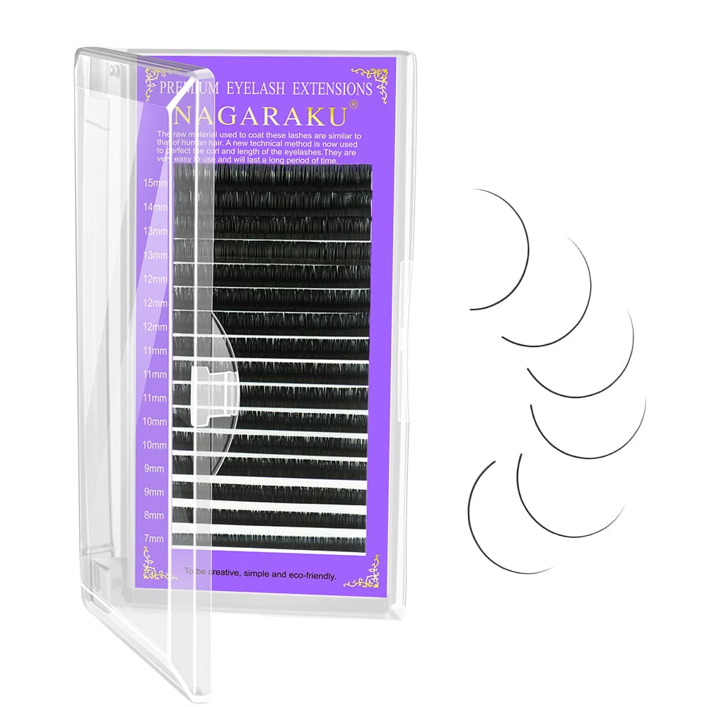 NAGARAKU Eyelash Extensions Individual Lashes 0.20 mm D curl 16mm ...