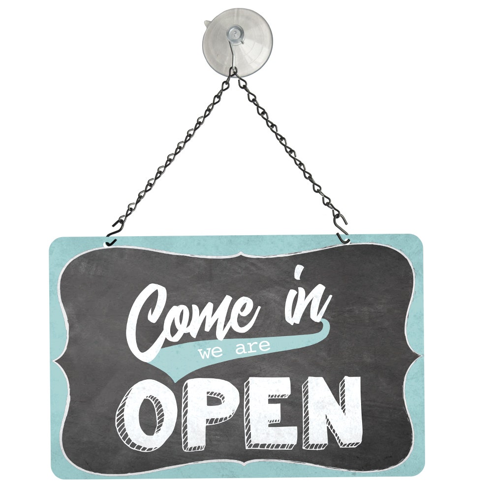 NAHANCO Blue Washed Tones Open/Closed Metal Sign Kit, 12”W x 8”H ...