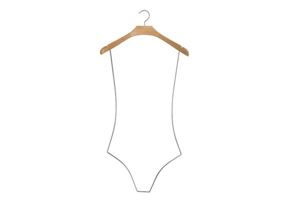 NAHANCO Wooden Concave Body Shape Display Hanger, Natural With Brushed ...