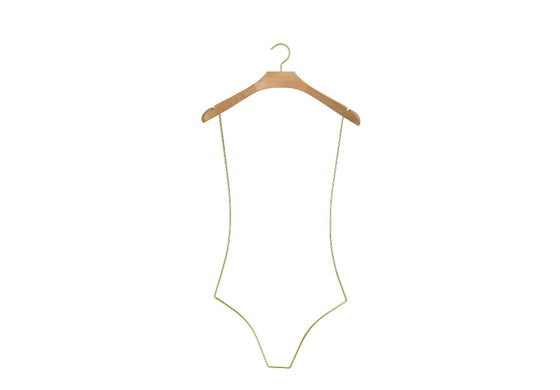 NAHANCO Wooden Concave Body Shape Display Hanger, Natural With Gold ...