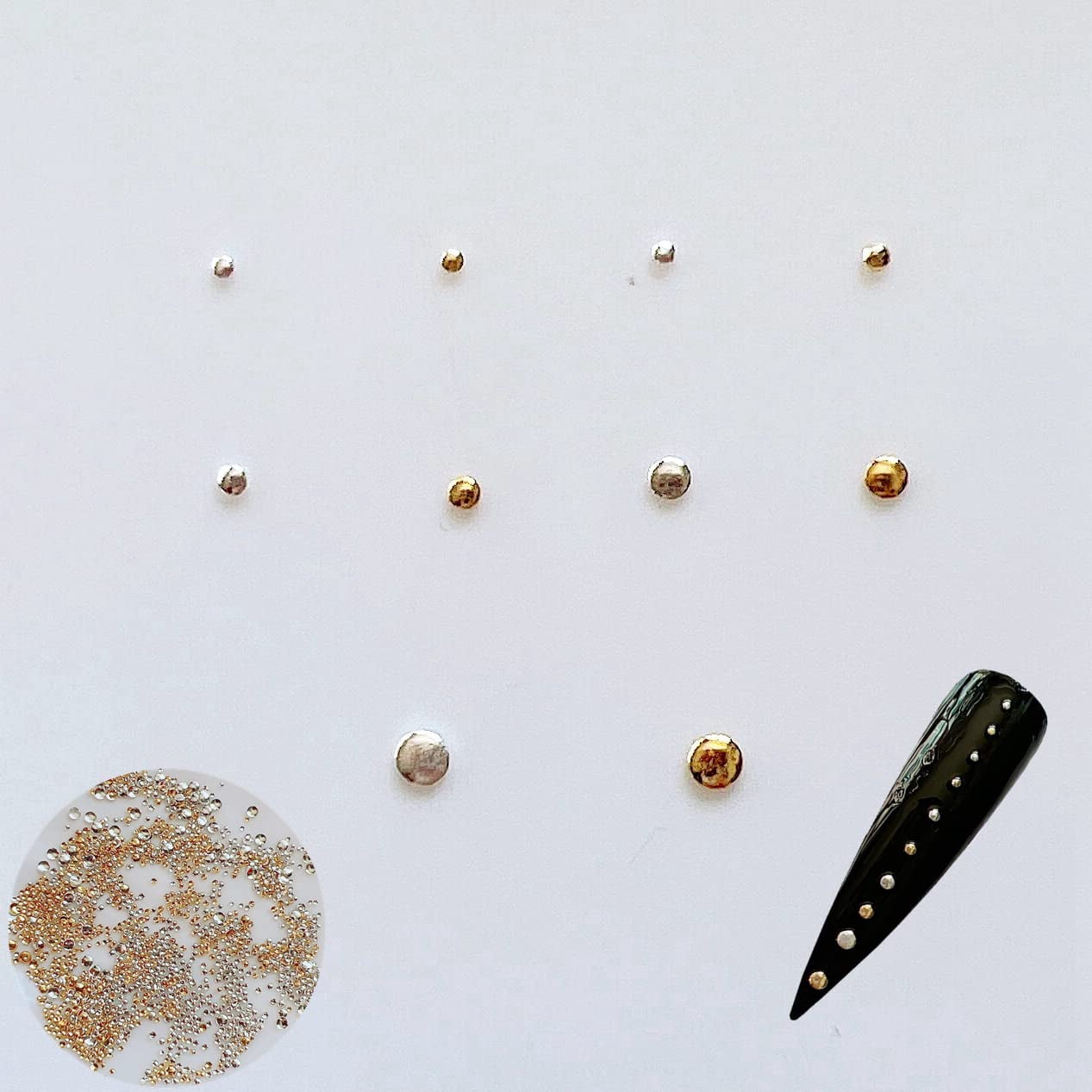 NAIL ANGEL Approx.1000pcs/bag Nail Art Round Metal Stud Different size ...