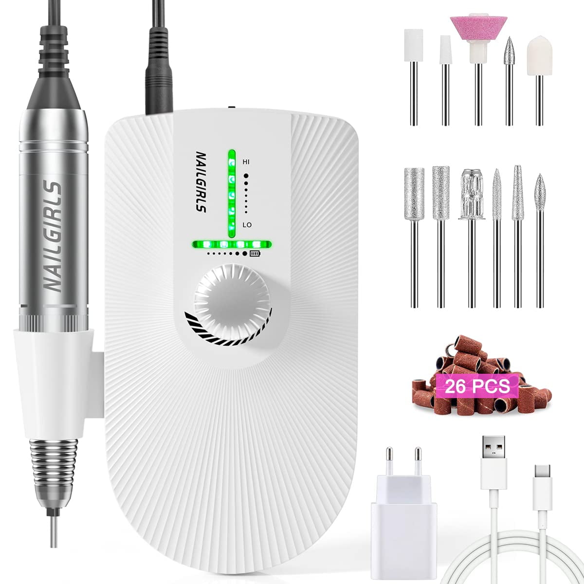 NAILGIRLS Professional 35000RPM Rechargeable, Cordless, Wireless ...