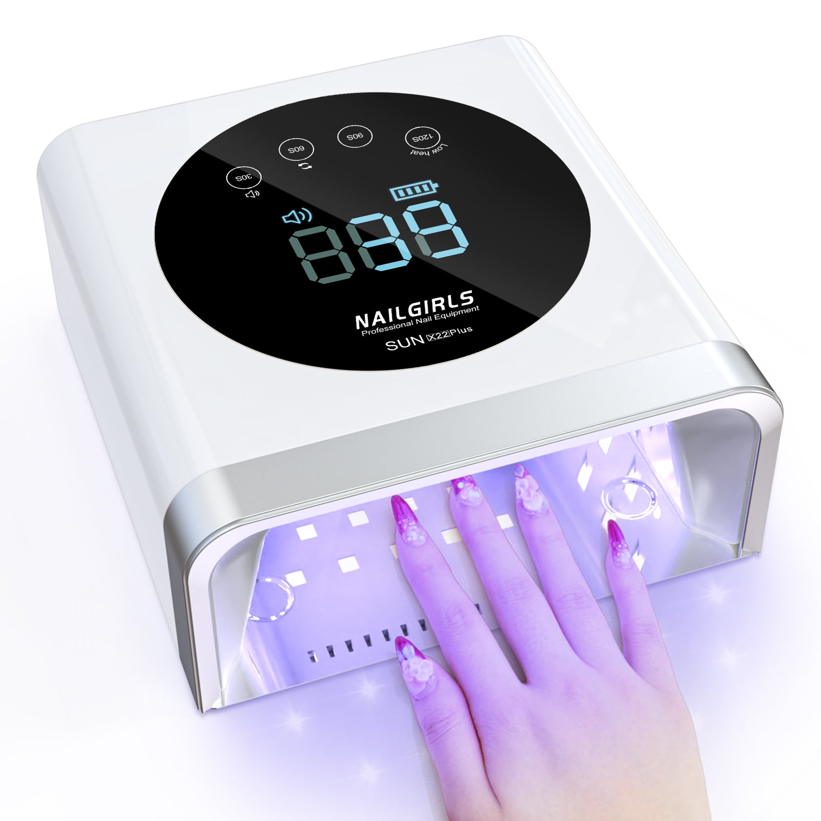 NAILGIRLS UV LED Nail Lamp, Cordless Rechargeable 150W Fast Curing for ...
