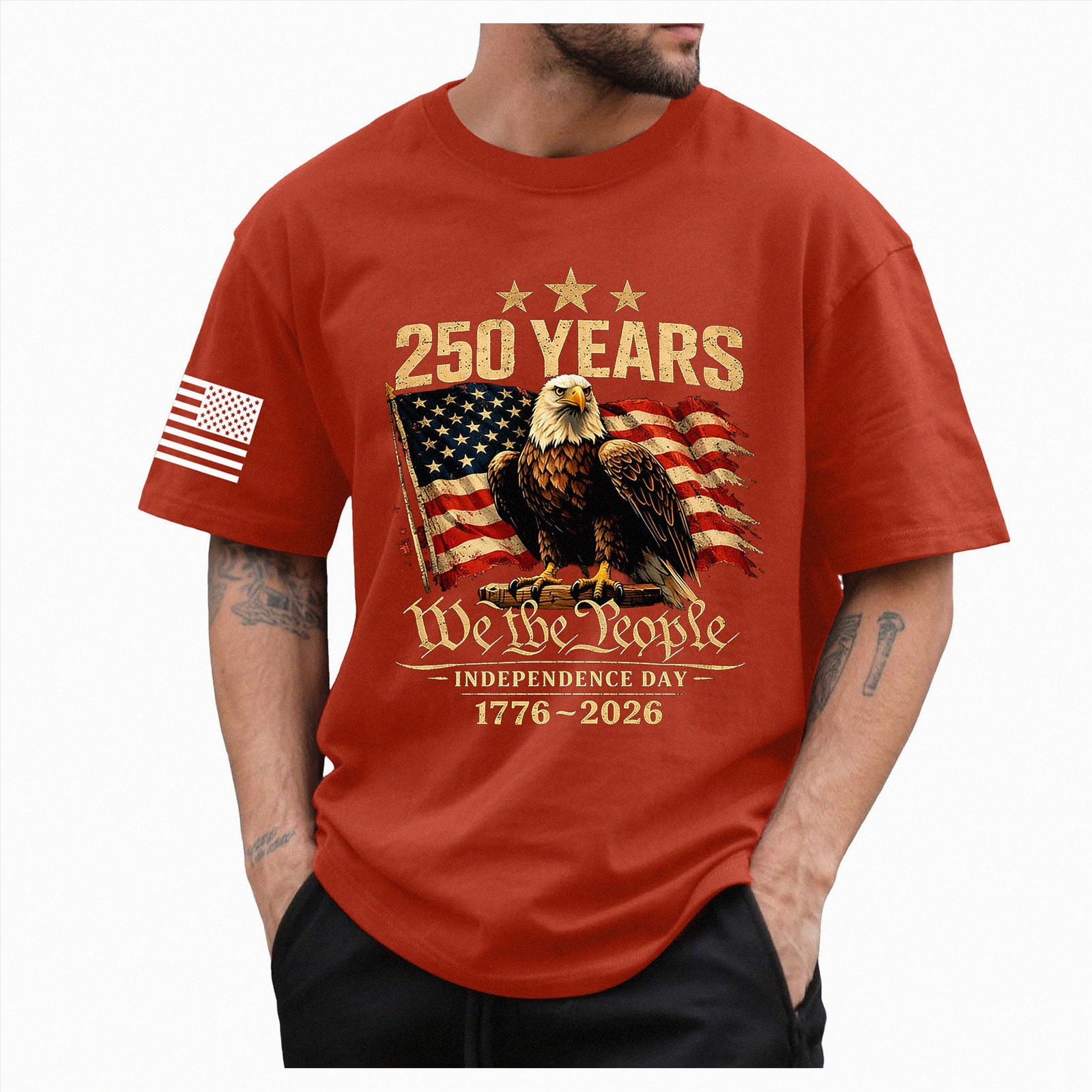 NAINTIE Men's Camo 250th Anniversary Shirt American Flag Eagle 1776 ...
