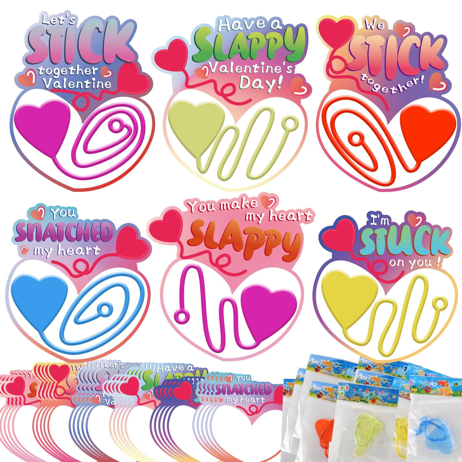 NAISEN 30 PACK Valentines Cards for Kids Classroom Heart Shape Sticky ...