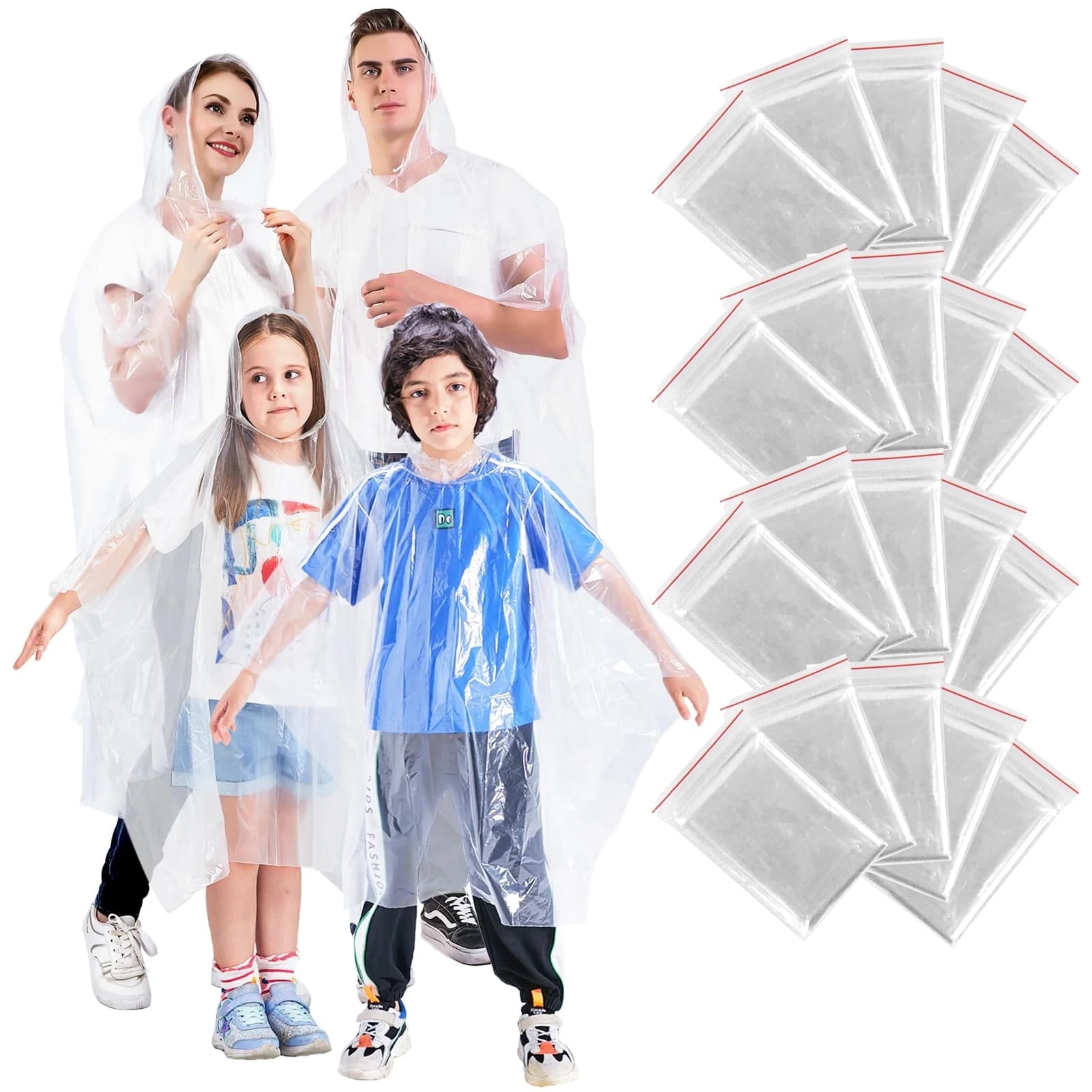 NAISHIER 20 Pcs Disposable Clear Plastic Rain Ponchos, Extra Thicker ...