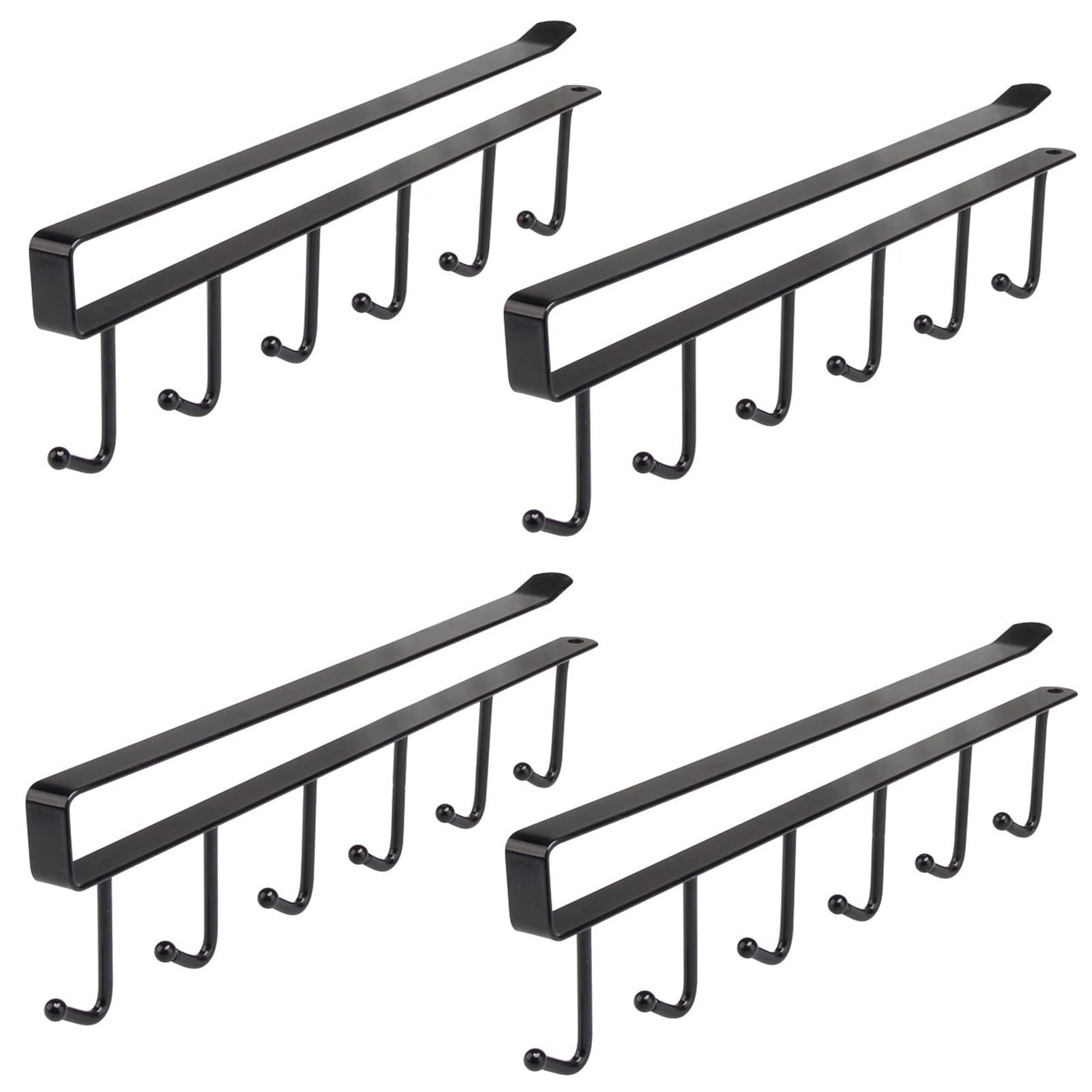 NAISHIER Metal Coffee Cup Holder, 4 Rack Set with 6 Hooks, Under ...