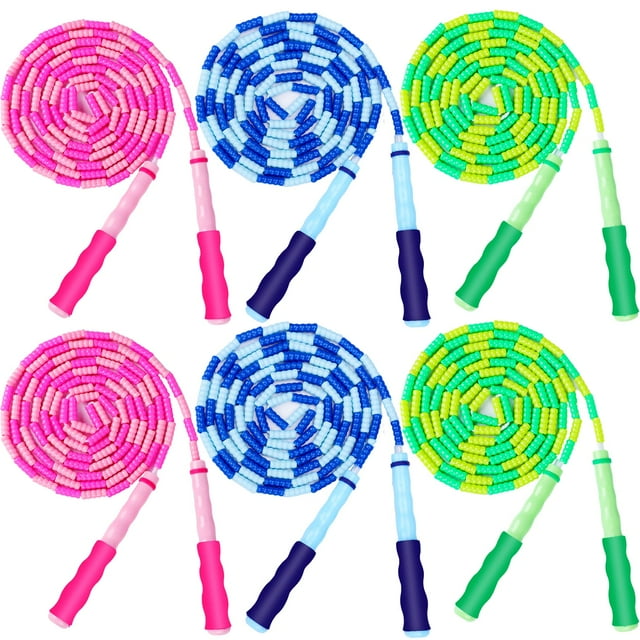 NAISHIER 6Pcs Jump Rope For Kids, Soft Beaded Jump Rope, Adjustable ...