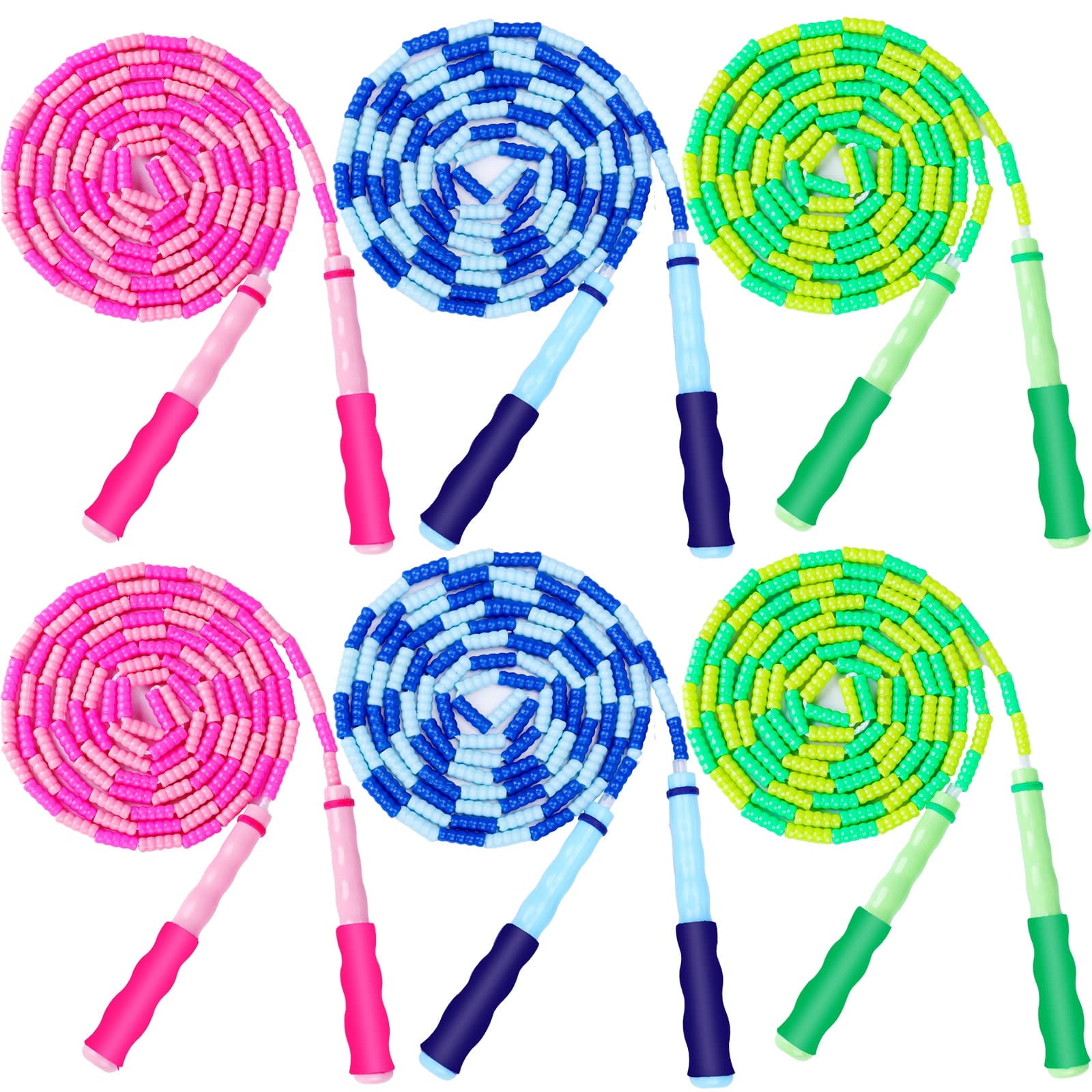 NAISHIER 6Pcs Jump Rope For Kids, Soft Beaded Jump Rope, Adjustable ...