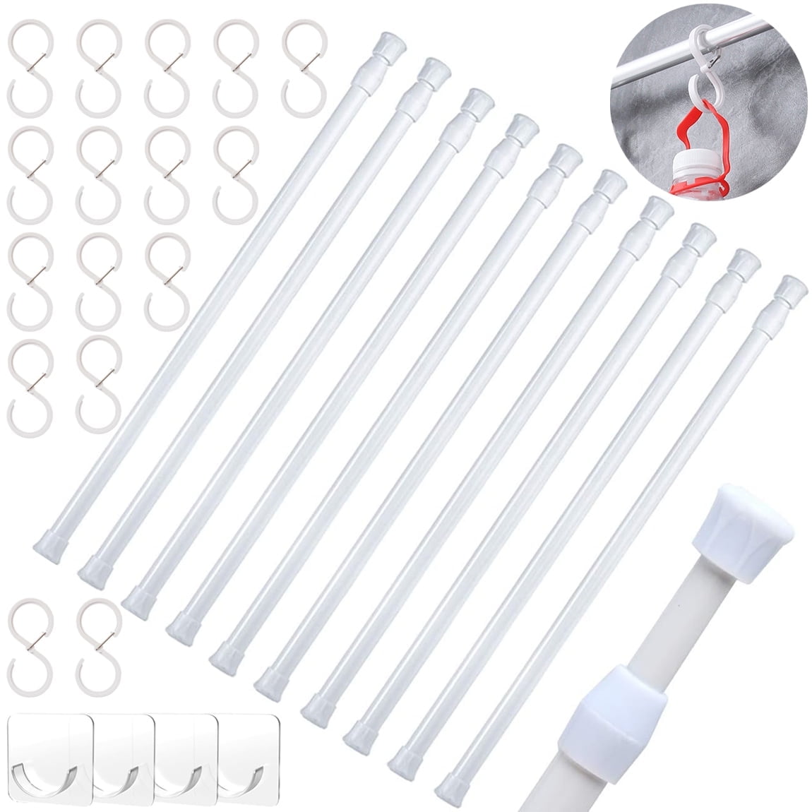 NAISHIER Spring Tension Rods Adjustable 26 to 39 inch Small Tension ...