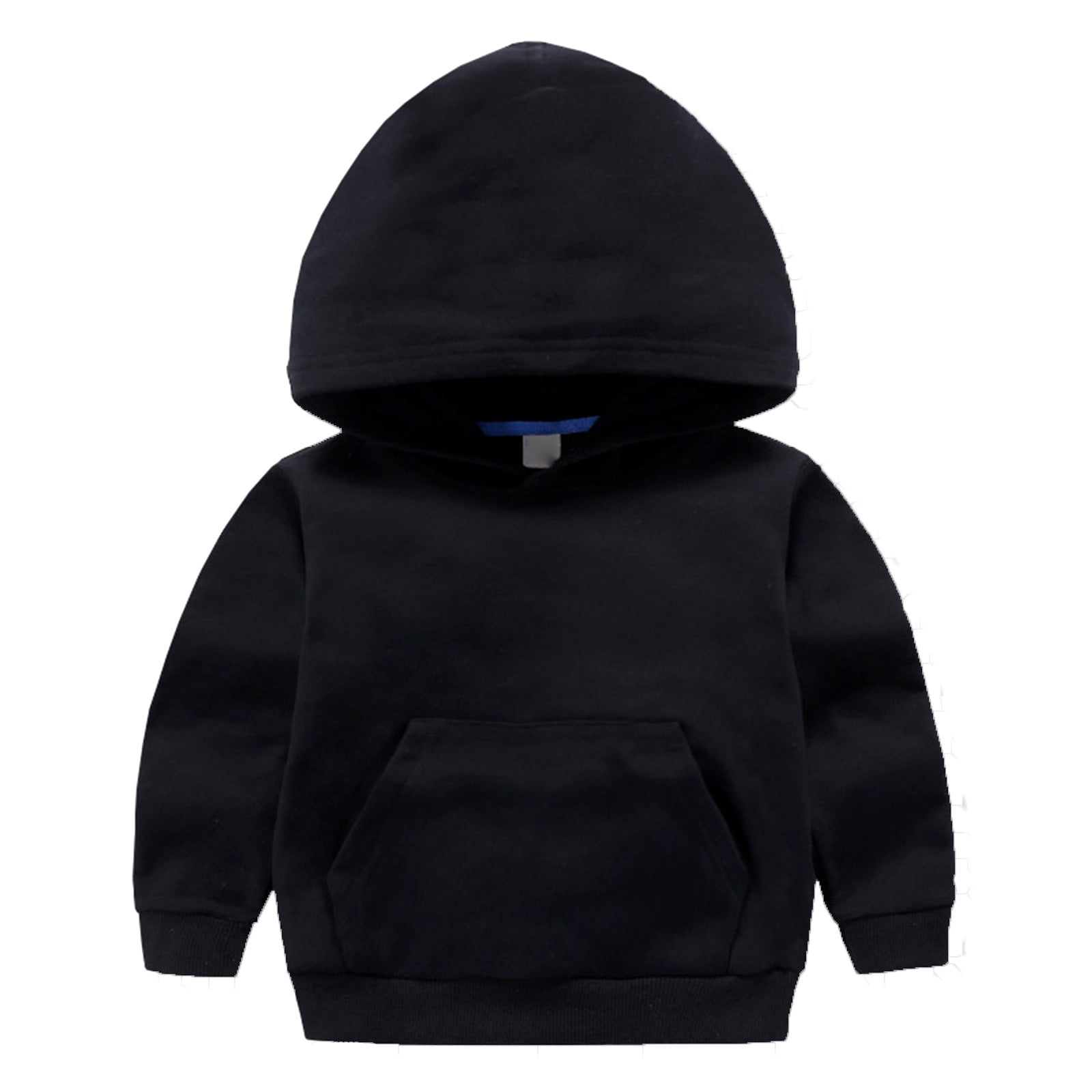 NAISIBABY Boys Girls Hoodie, Solid Color Long Sleeve Cotton Kids Pullover Sweatshirt Black 6-7 T ...