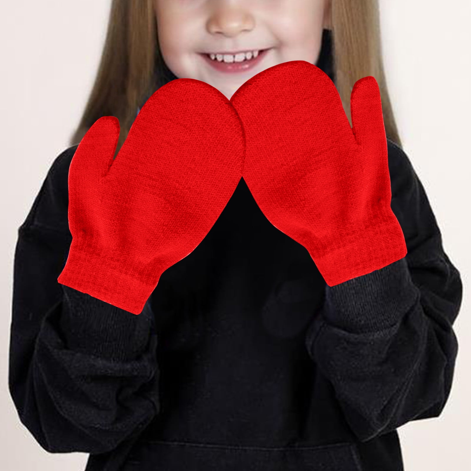 NAISIBABY Boys Girls Winter Gloves, Solid Color Knitting Cotton Mittens ...