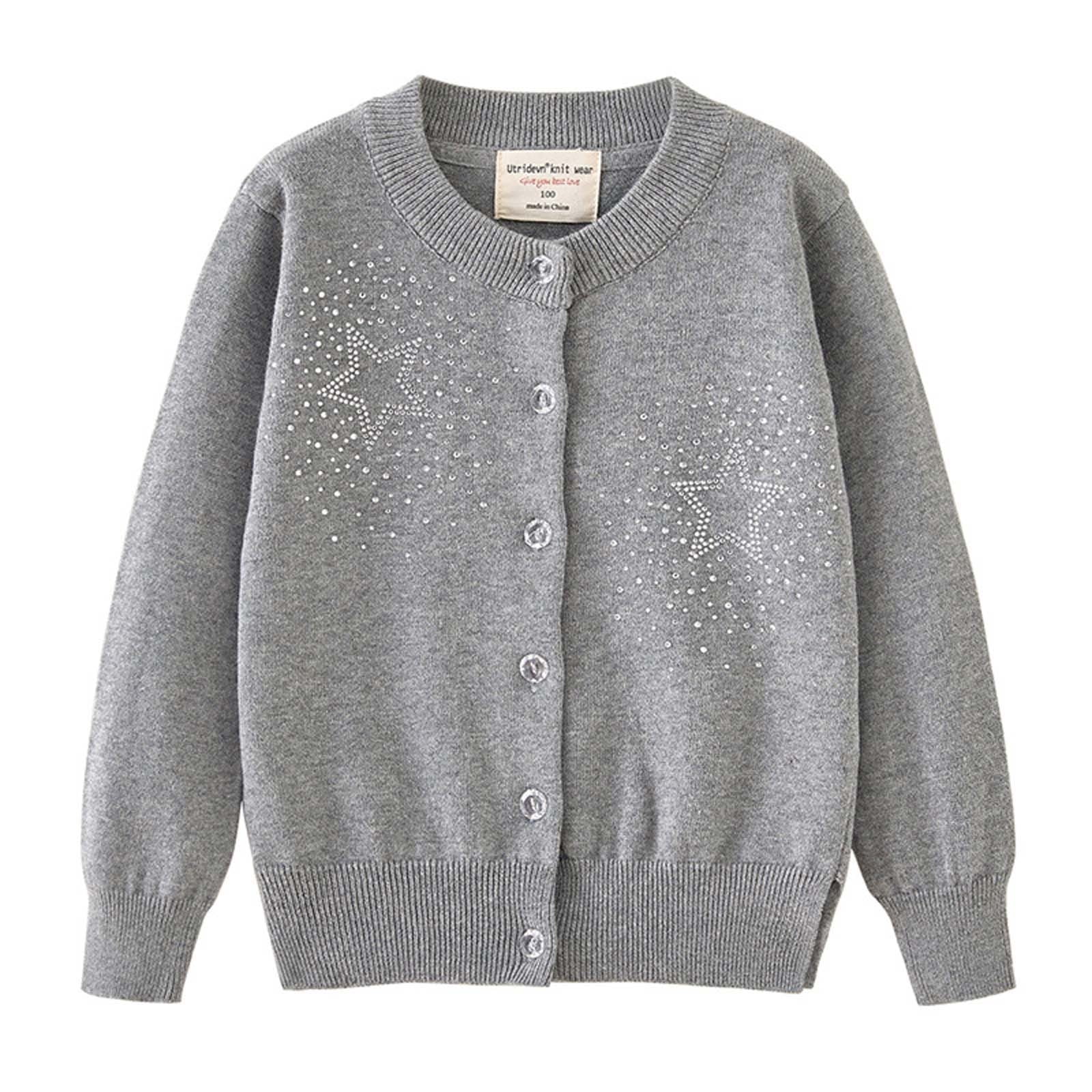 NAISIBABY Girls Cardigan Sweater, Casual Crewneck Long Sleeve ...