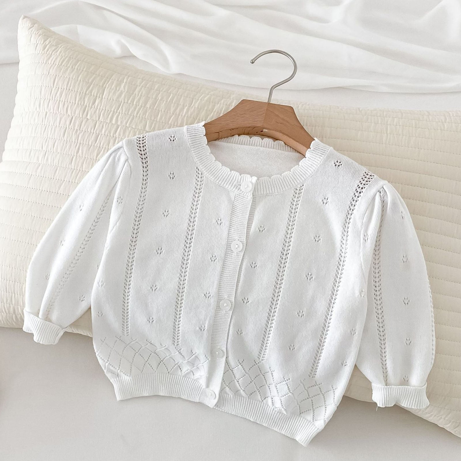 NAISIBABY Girls Cardigan Sweaters, Long Sleeve Button Solid Color Thin ...