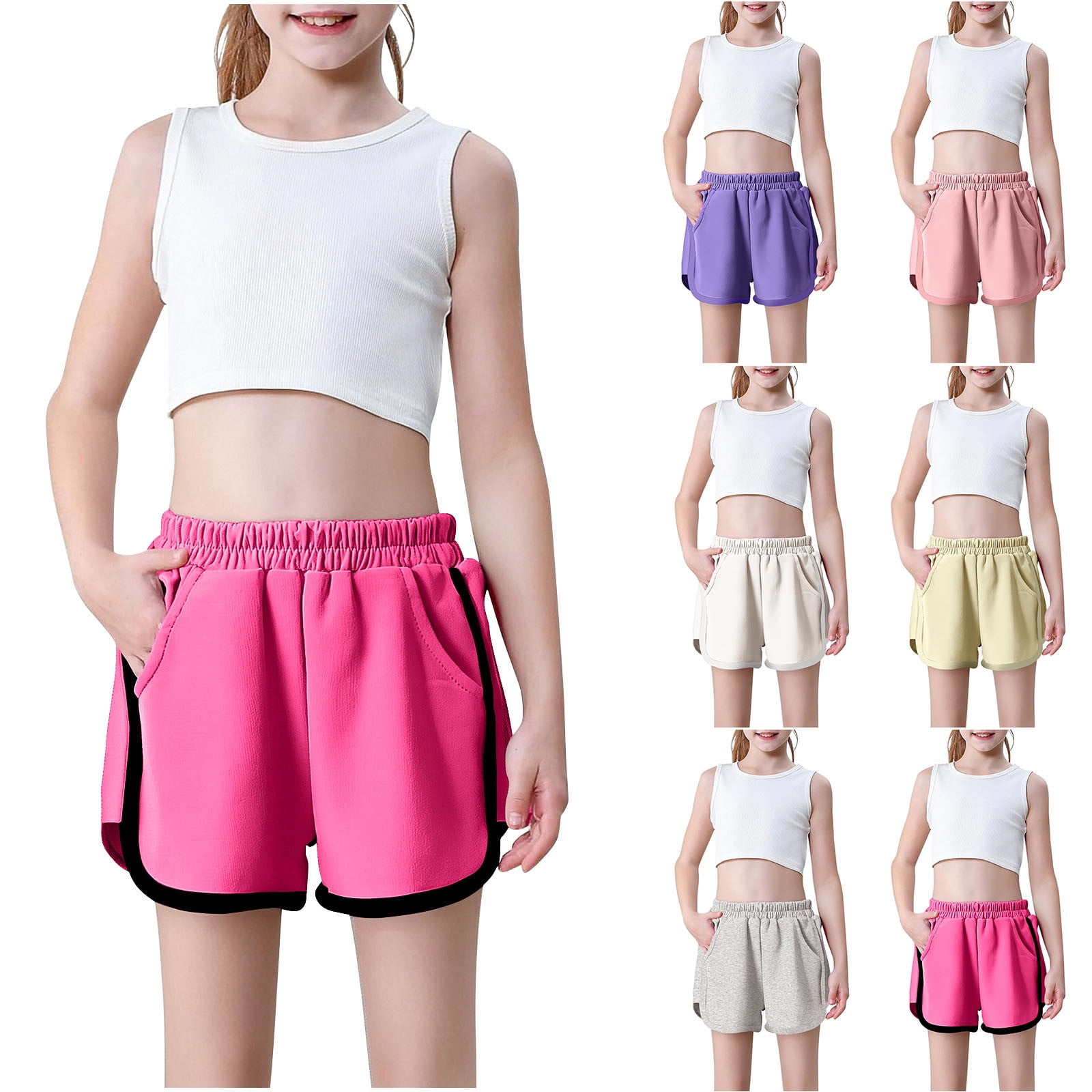 NAISIBABY Girls Dolphin Shorts Size 6, Elastic Waist Solid Color Loose ...