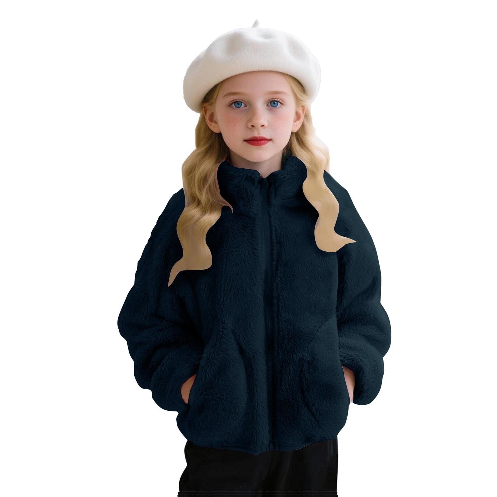 NAISIBABY Girls Fleece Jacket with Pockets, Long Sleeve Warm Stand ...