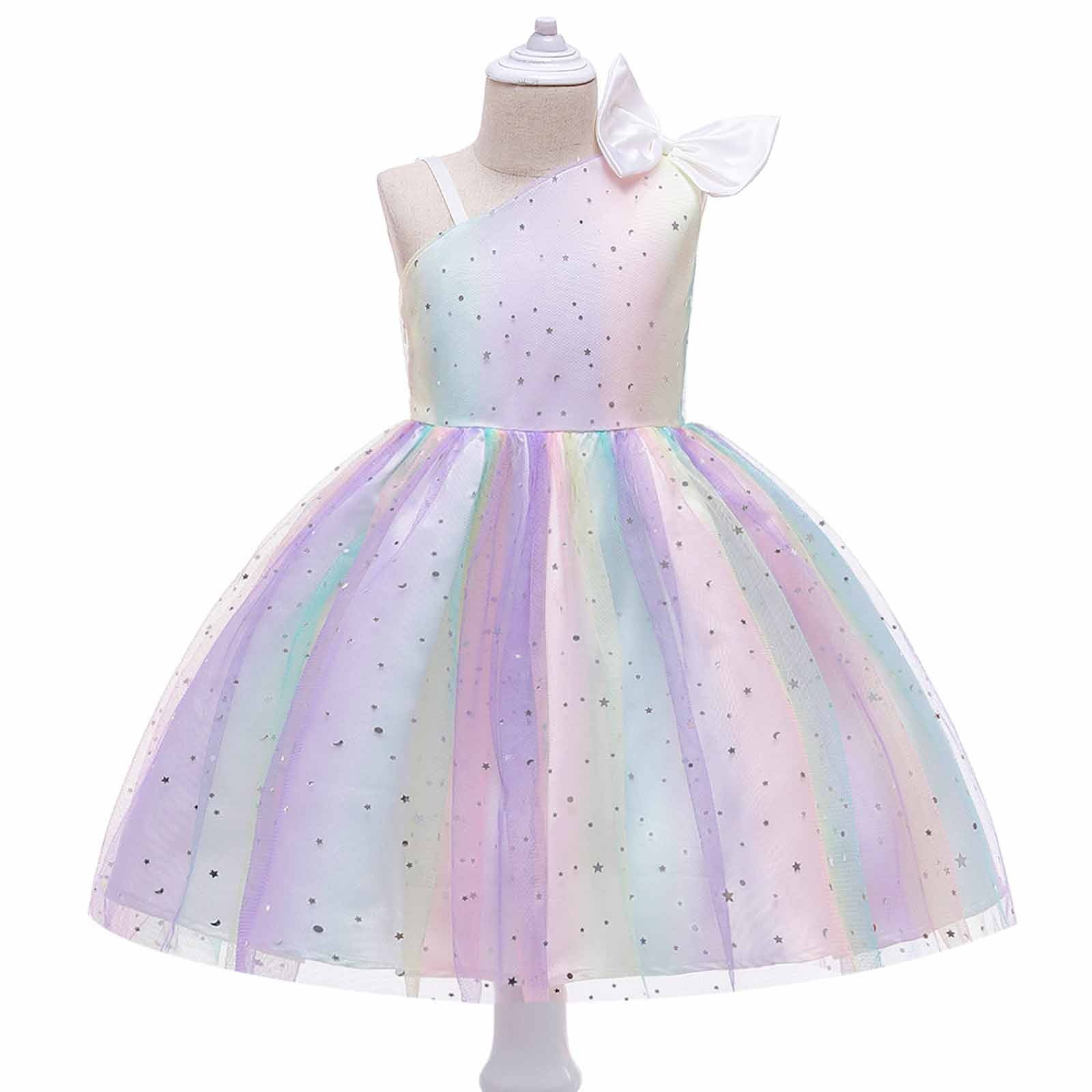 NAISIBABY Girls Formal Pageant Dress, Bow Sequin Mesh Gradient One ...