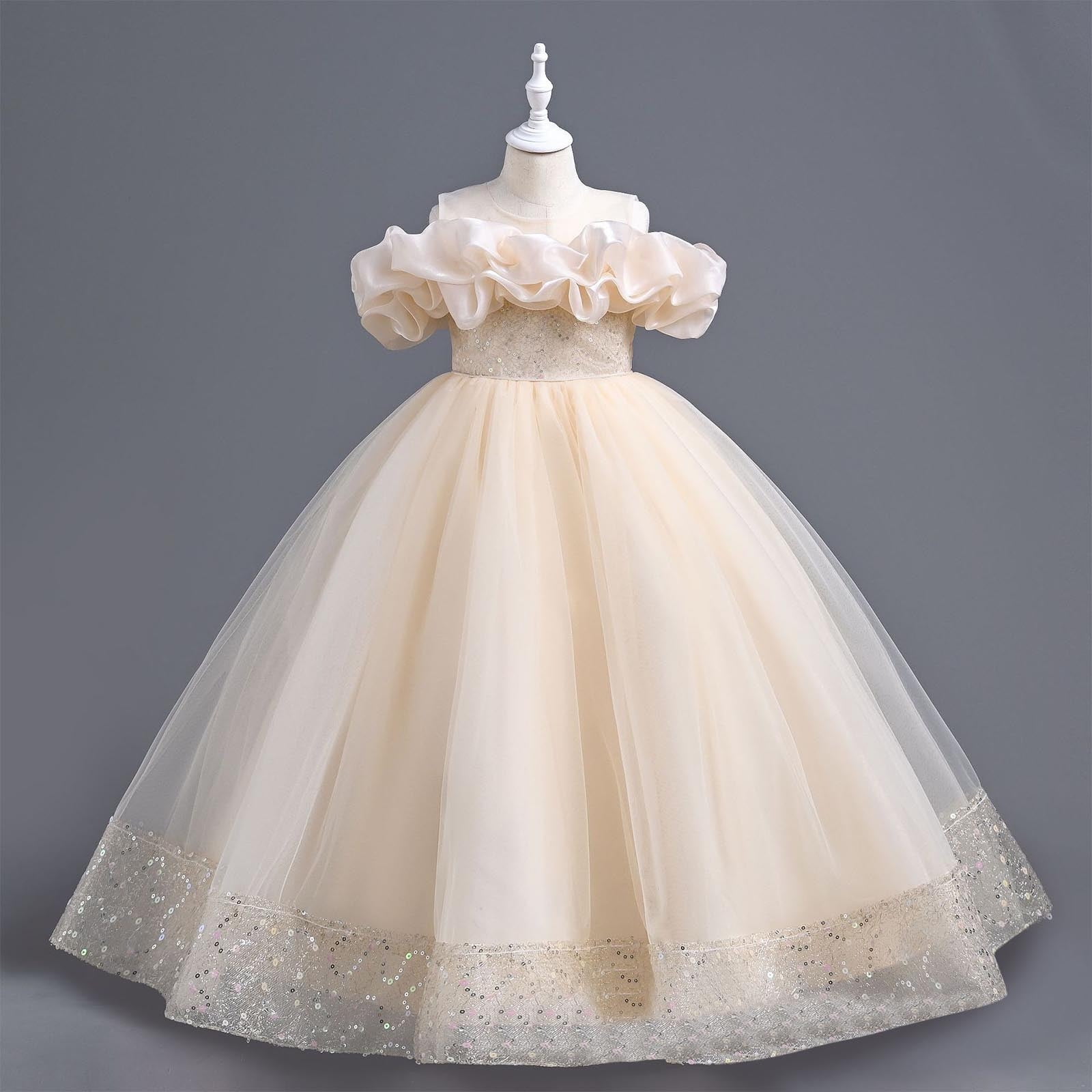NAISIBABY Girls Formal Pageant Dress, Ruffled Lace Floral Wedding ...