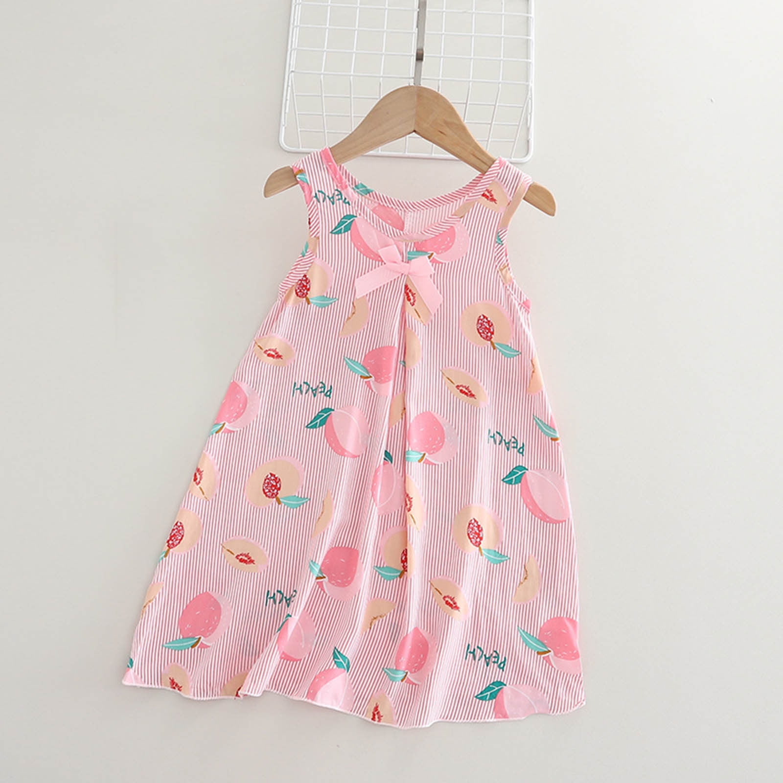 NAISIBABY Girls Nightgown Pajamas, Sleeveless Cotton Sleepshirt Cute ...