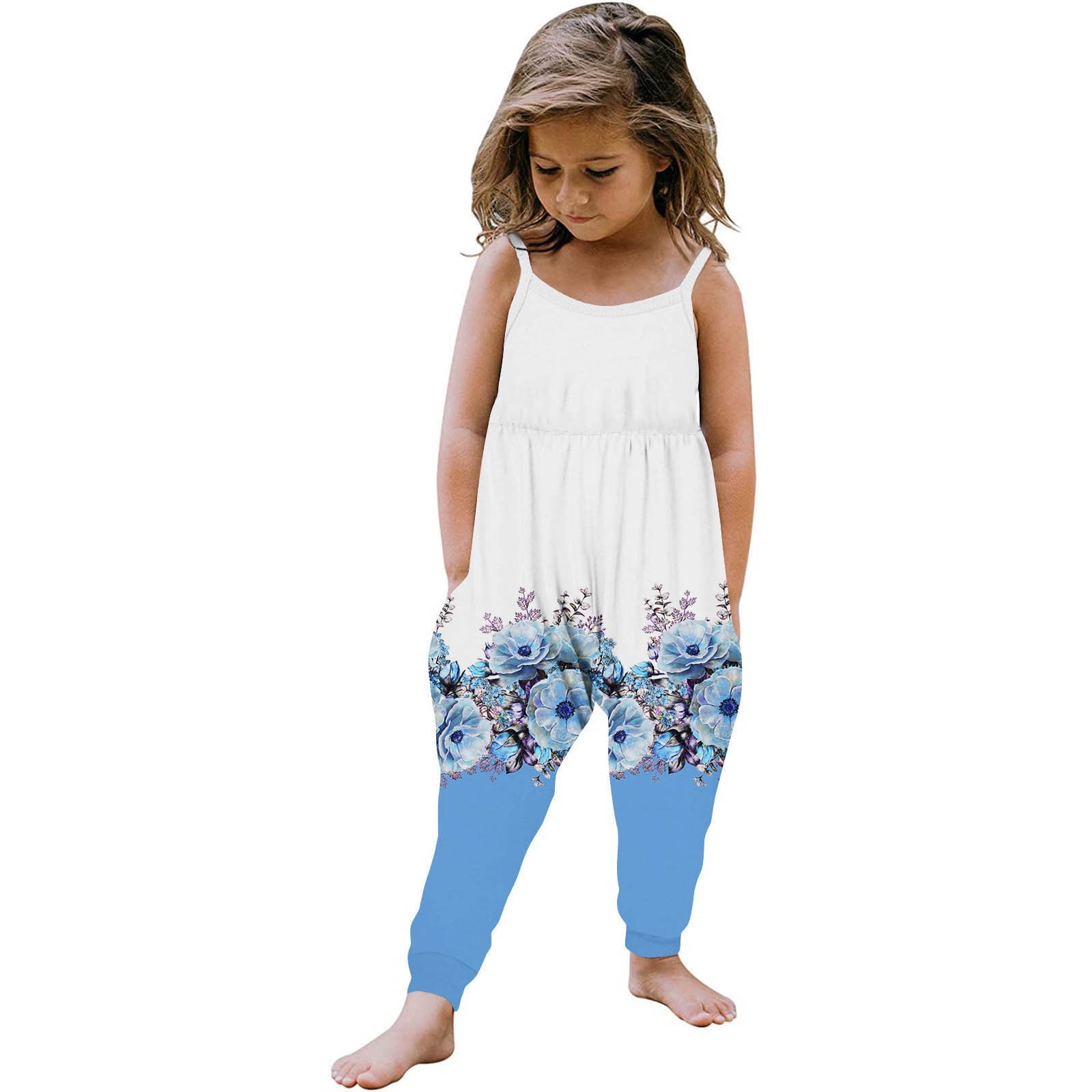NAISIBABY Girls Suspenders Jumpsuit, Sleeveless Fashion Printed Summer ...