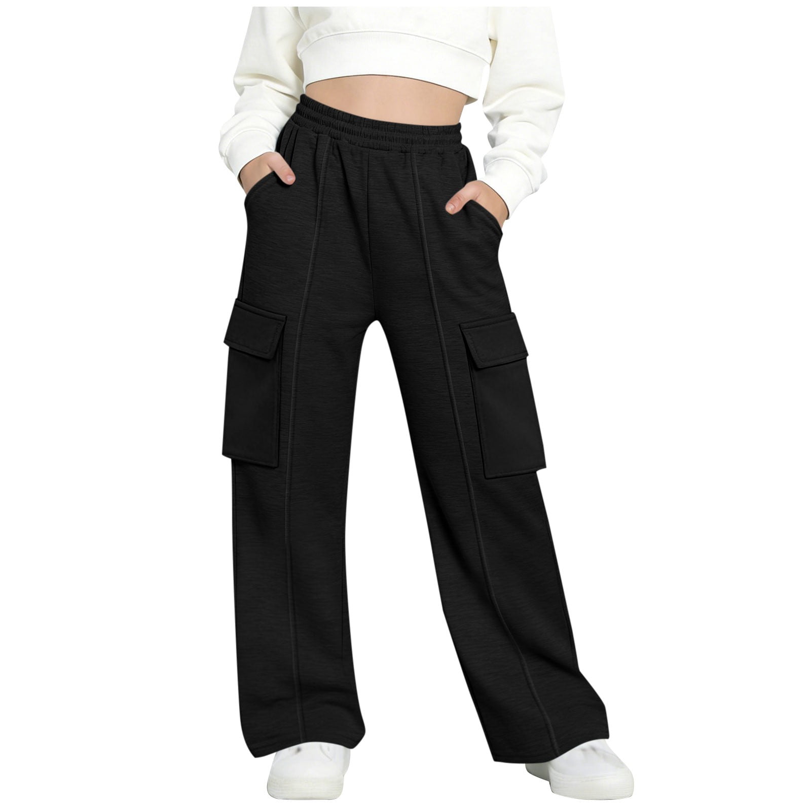 NAISIBABY Girls Sweatpants Size 8, with Multi-Pockets Straight Leg ...