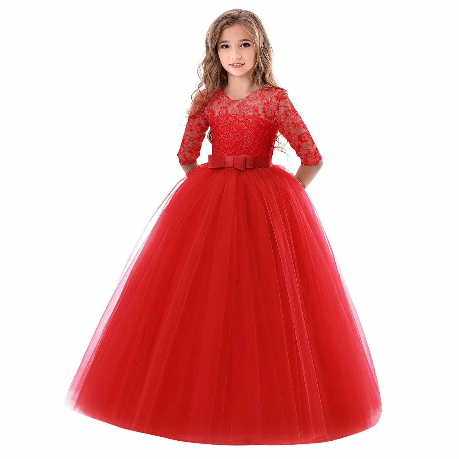 NAISIBABY Mesh Dress for Girls, Pleated Lace Half Sleeve Party Pageant ...