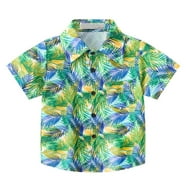 SSLR Big Boys Flamingos Hawaiian Shirt Button Down Shirt Short Sleeve Luau Shirt for Kids ...