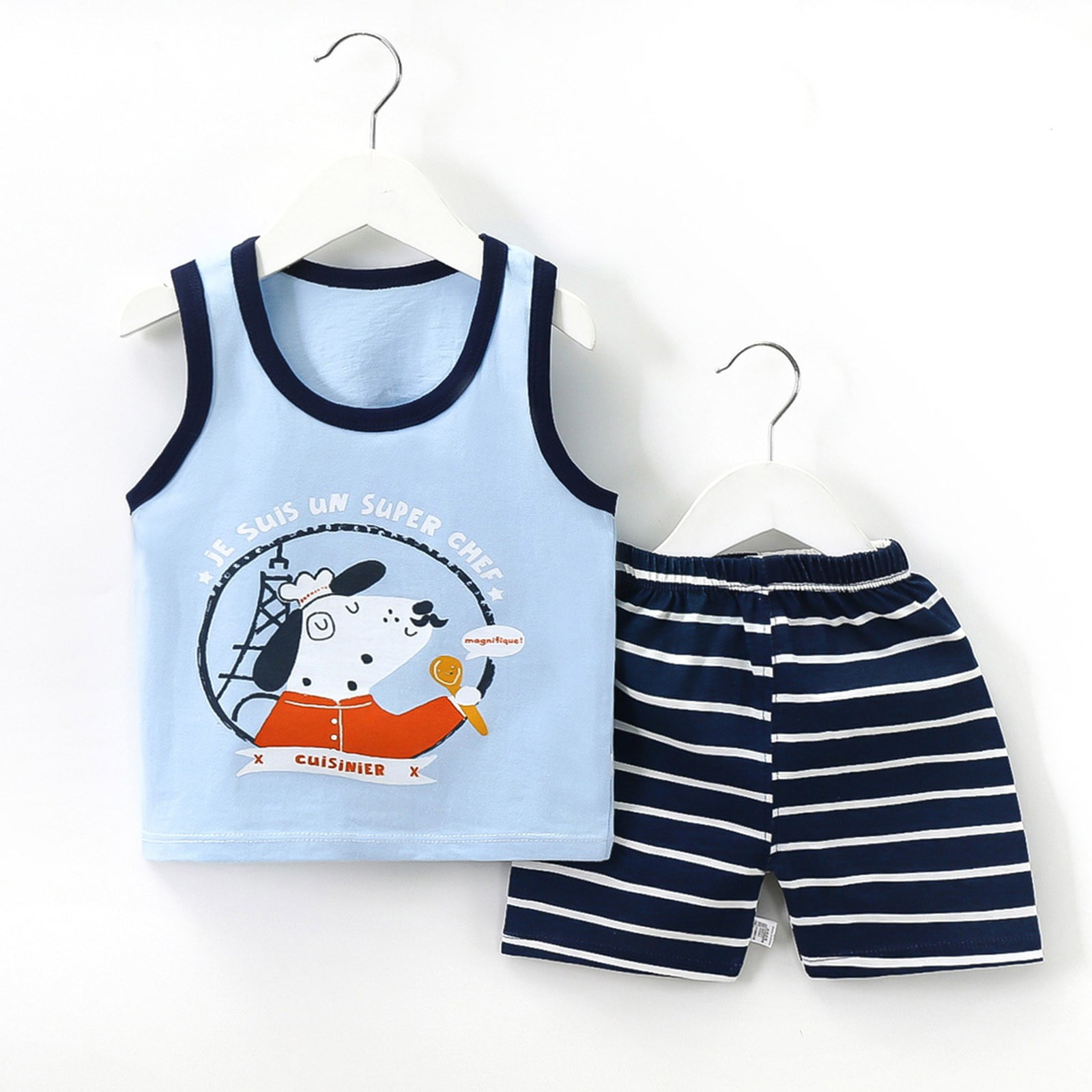 NAISIBABY Toddler Boys Outfits, Casual Prints Tank Shorts Summer Cotton Sets Light Blue 18-24 ...