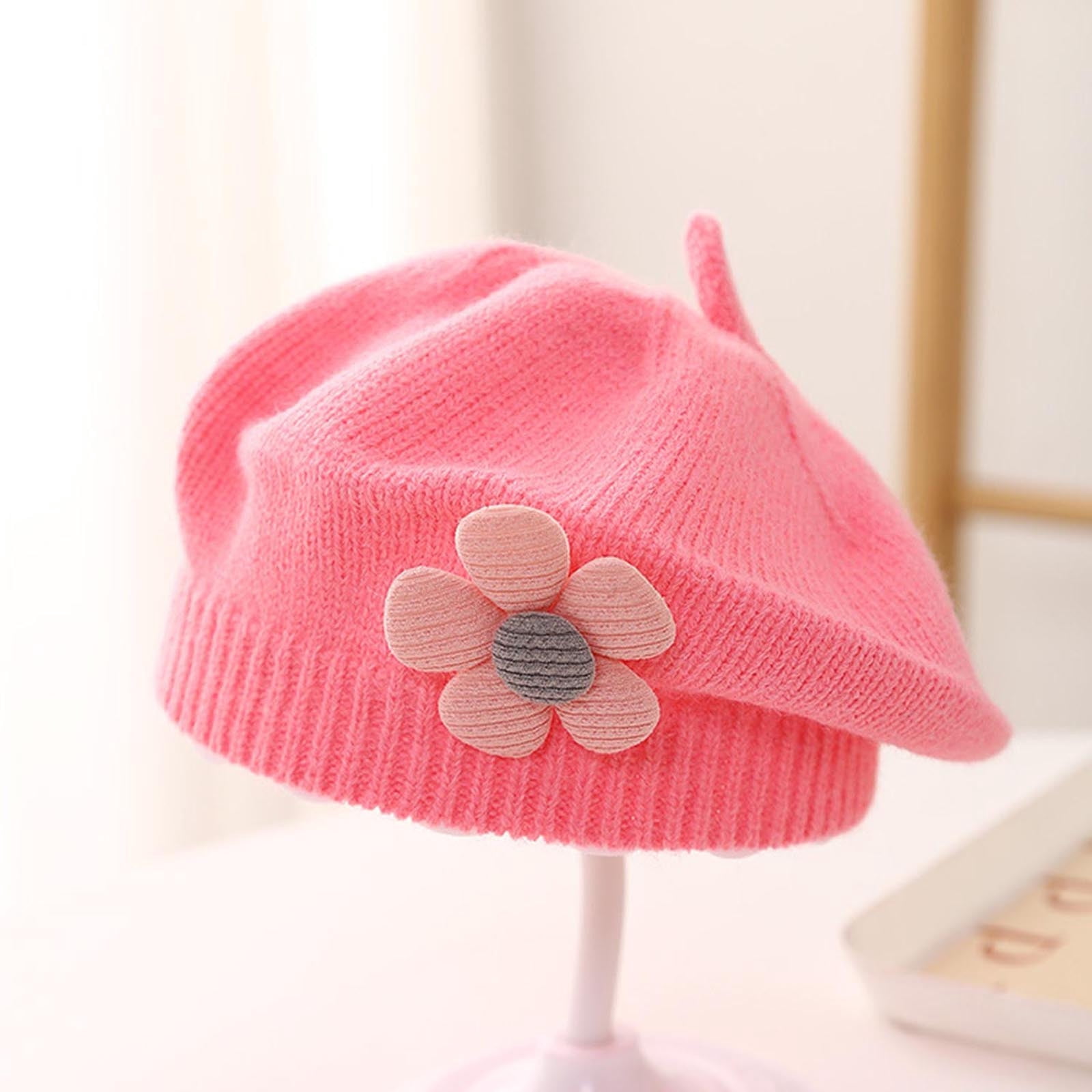 NAISIBABY Toddler Girls Beret Hat, Fall Winter Cotton Knitted Cute ...