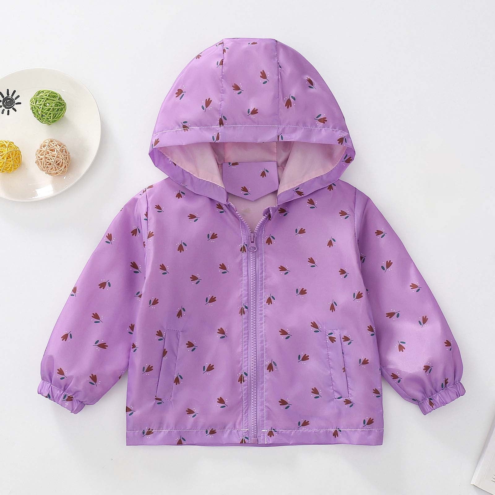 NAISIBABY Toddler Girls Jacket, Lightweight Floral Prints Zipper Hooded ...