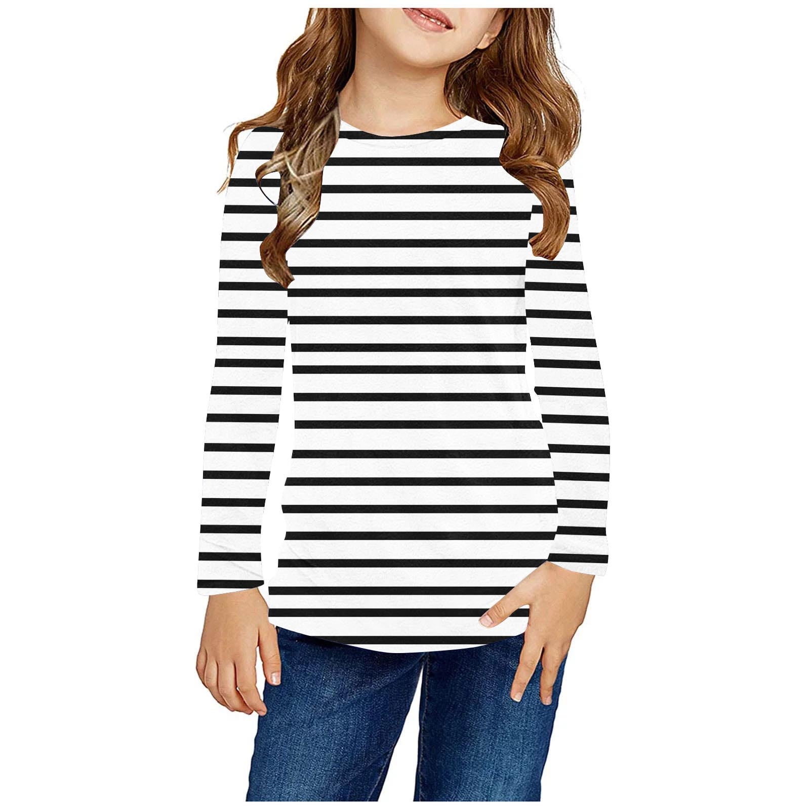 NAISIBABY Toddler Girls Long Sleeve Tops, Striped Casual Crewneck Kids ...