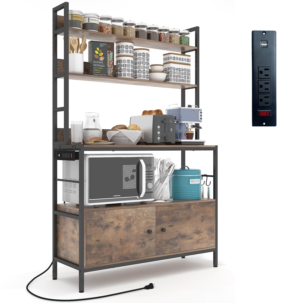 NAIYUFA Kitchen Baker Rack 5-Tier Large Capicity Brown Wood Shelves ...