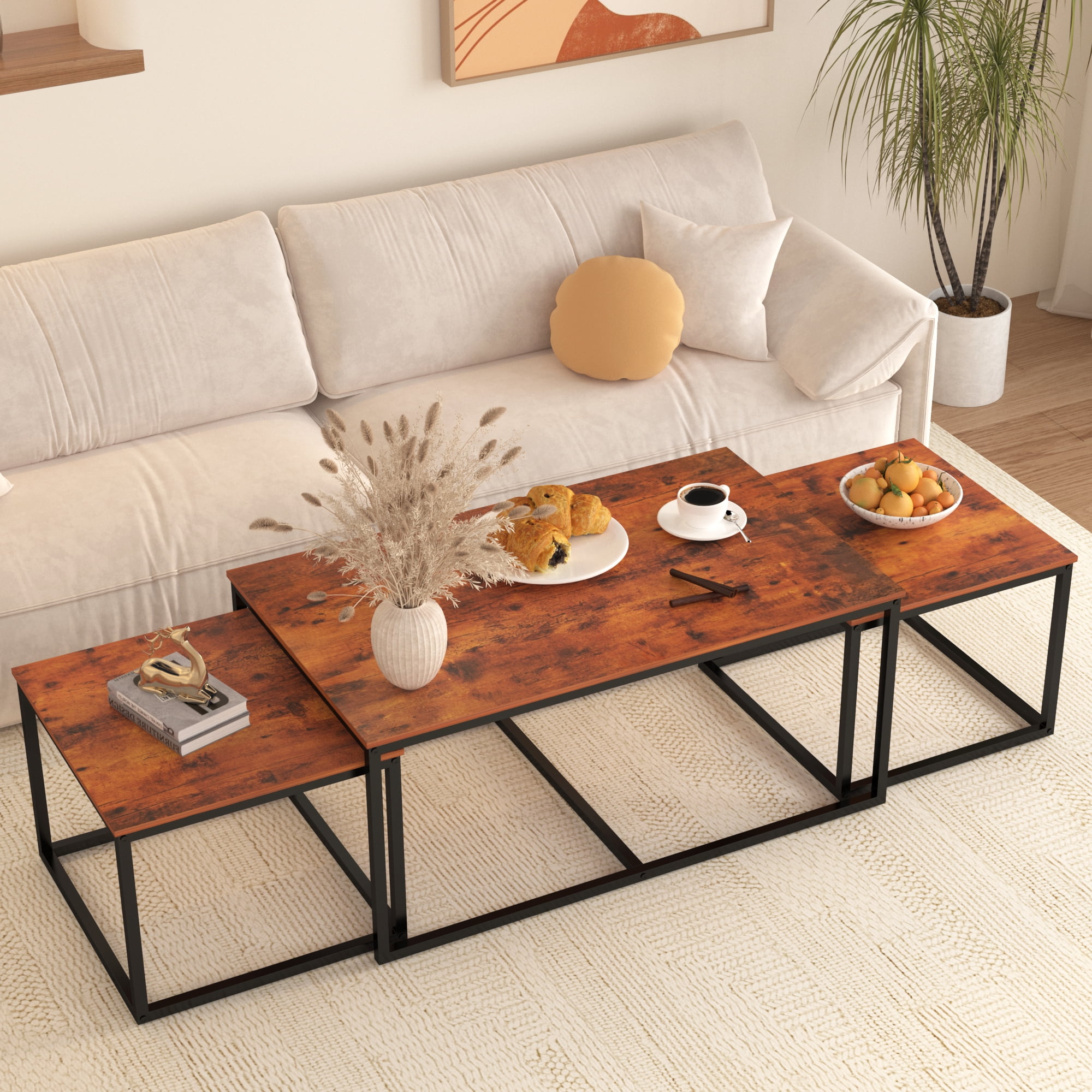 NAIYUFA Scalable Nesting Coffee Tables Set of 3 for Living Room ...