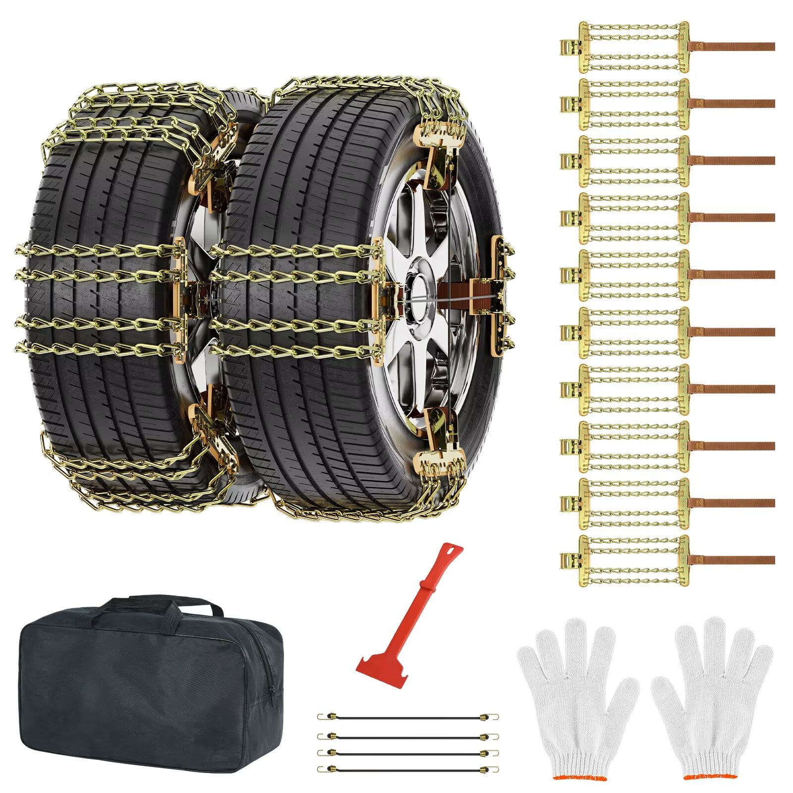 NAIZEA 10 Pack Snow Chains Adjustable Tire Chains for Tire Width 215 ...