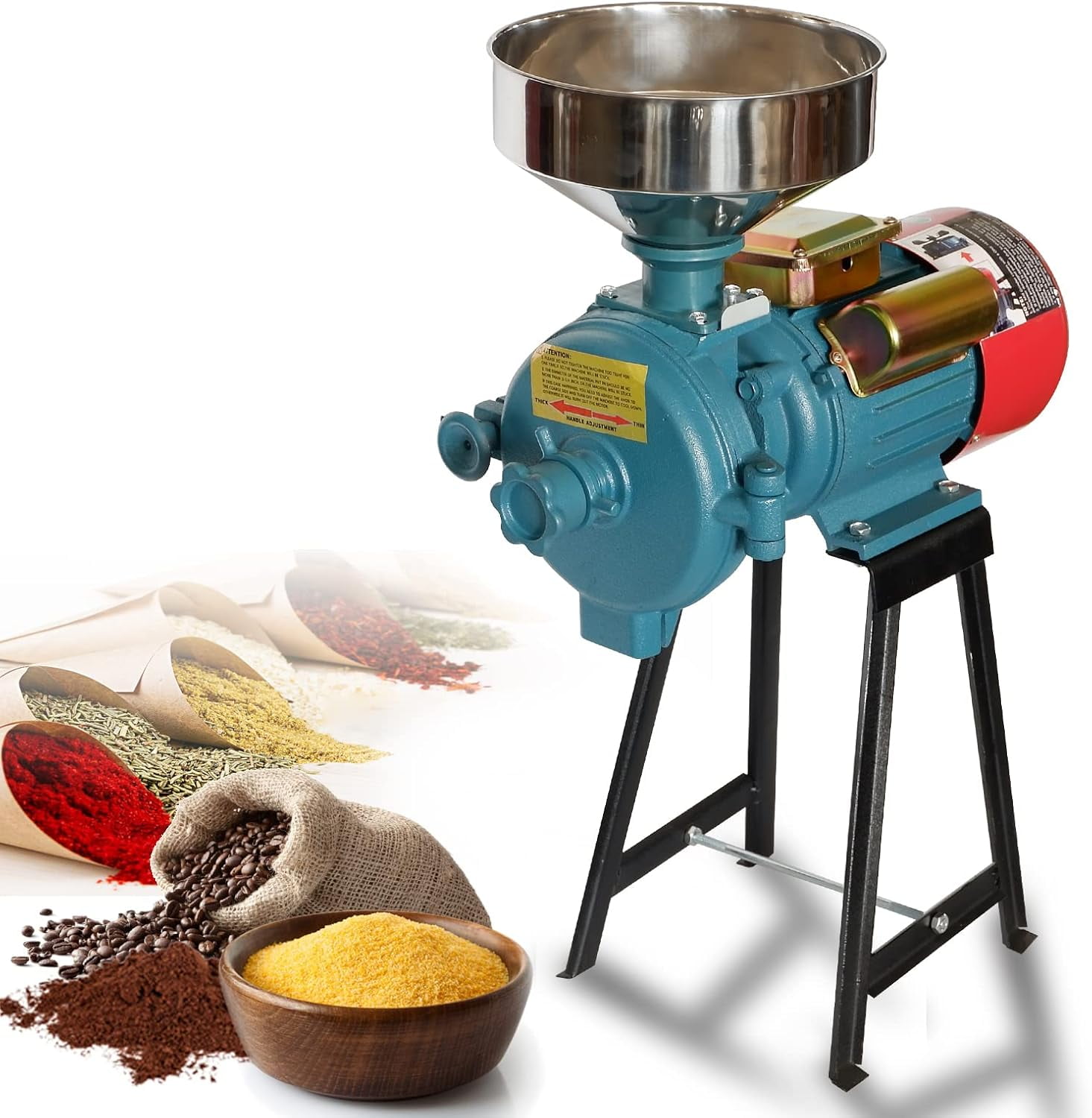 NAIZEA 3000W Electric Grain Mill, Flour Mill Corn Cereals Grinder ...