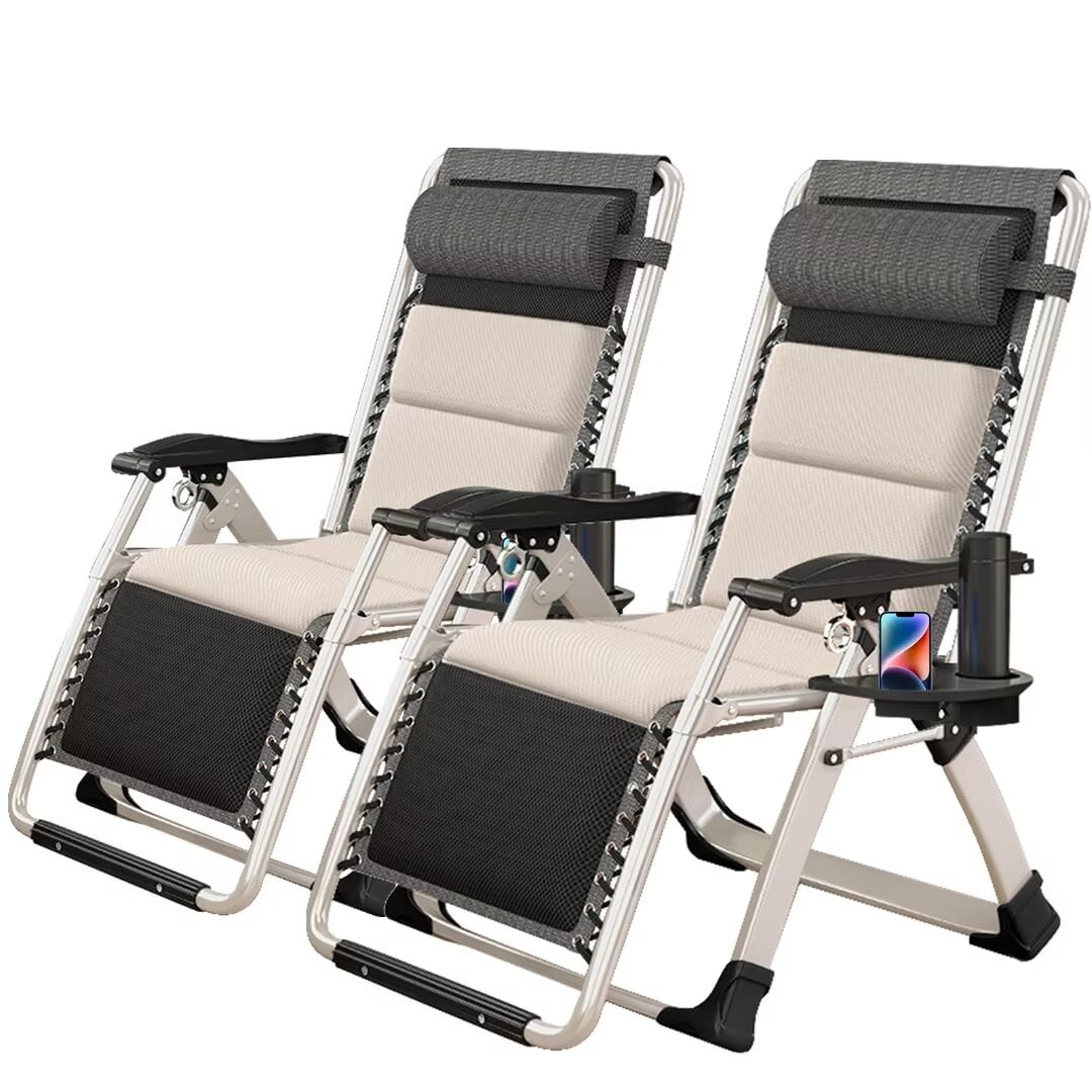 NAIZEA 2-Pack Zero Gravity Chair, Adjustable Lawn Recliner, Folding ...